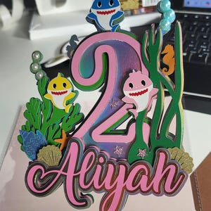Baby Shark Cake Topper,custom-shark-happy-birthday,under the Sea ...