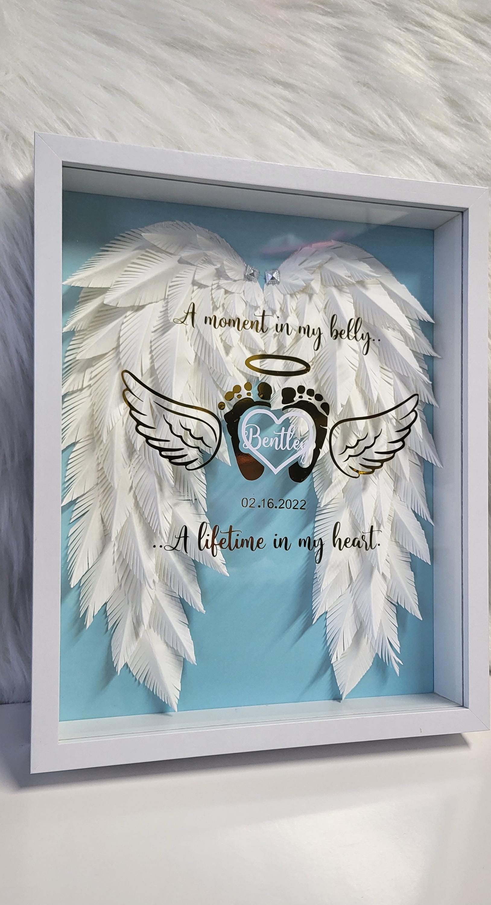 Handmade Memorial Shadow Box: Angel Wings Remembrance Frame - Etsy