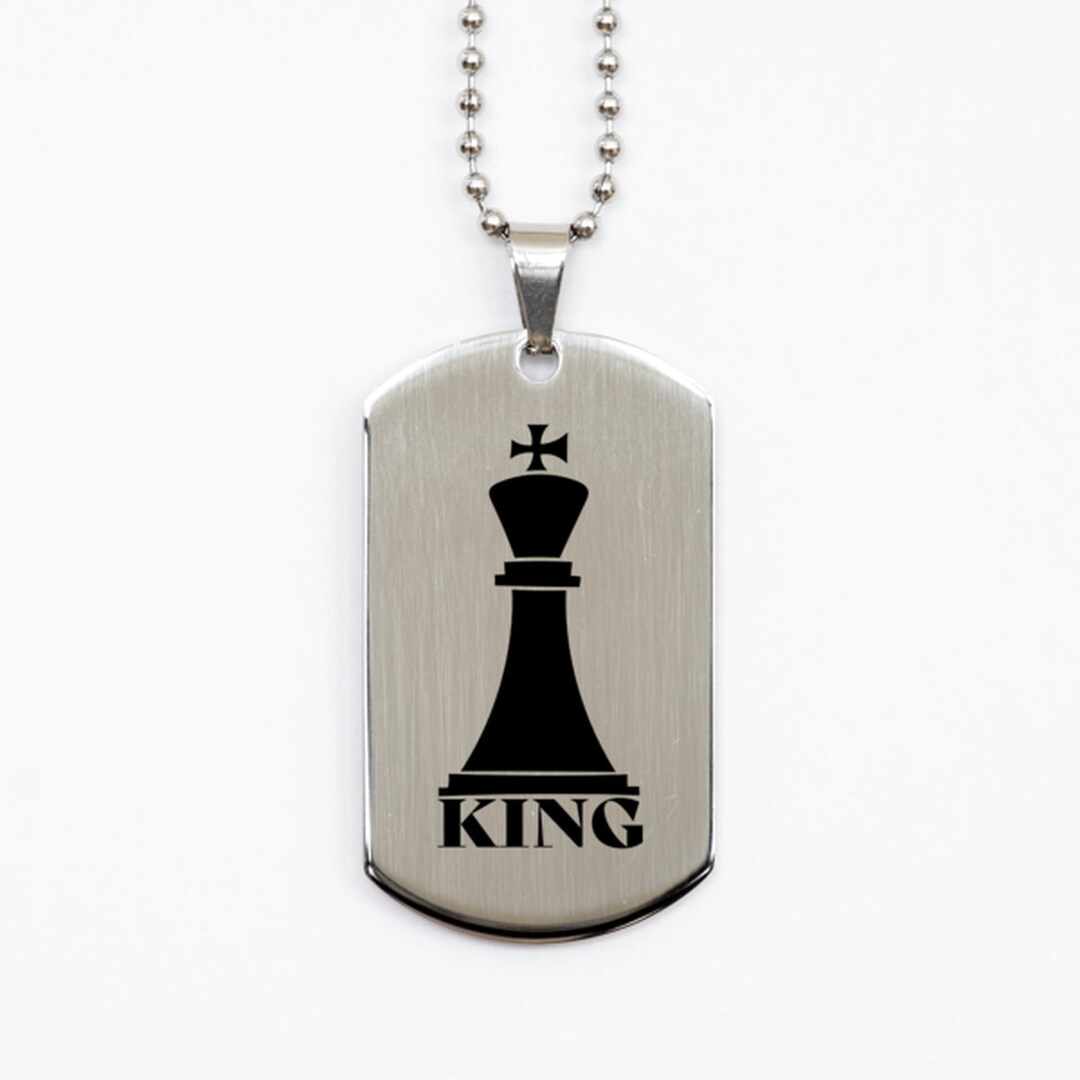 King Necklace, King Dog Tag, Dog Tag for Men, Necklace for Him, Chess ...