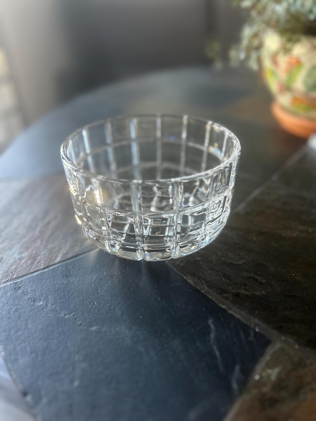 Vintage Crystal Check Blocked Design Heavy Bowl - Etsy