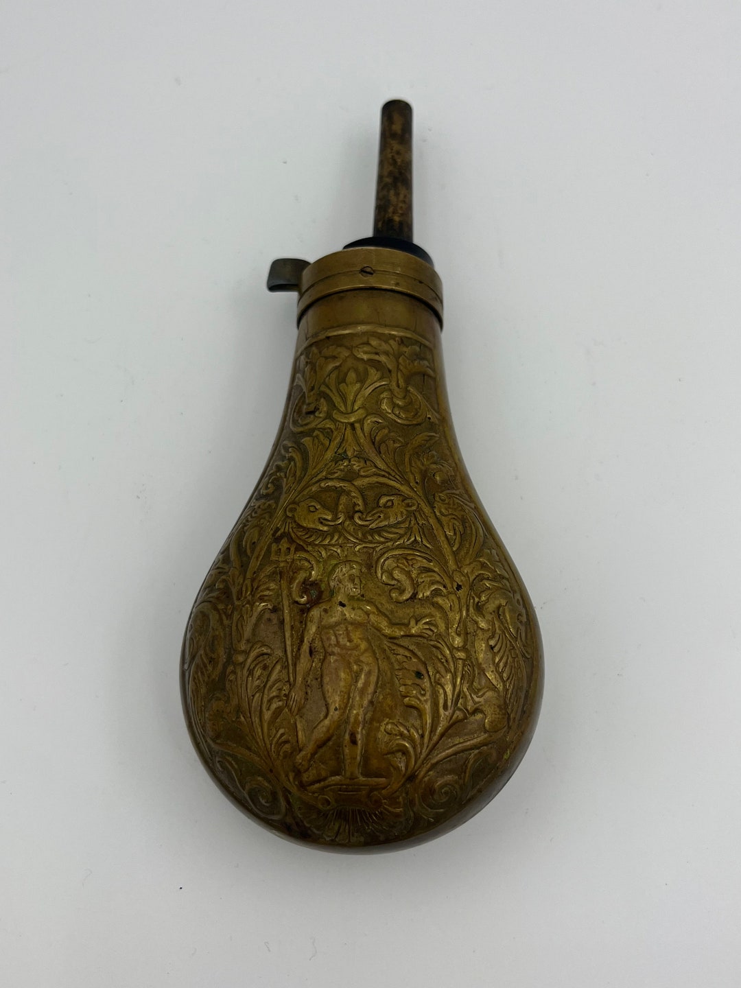 Beautiful 19th Century Antique Gun Powder Flask Brass Carved - Etsy
