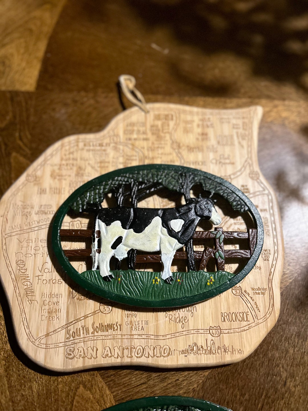 Vintage Cast Iron Hand Painted Cow Trivet - Etsy