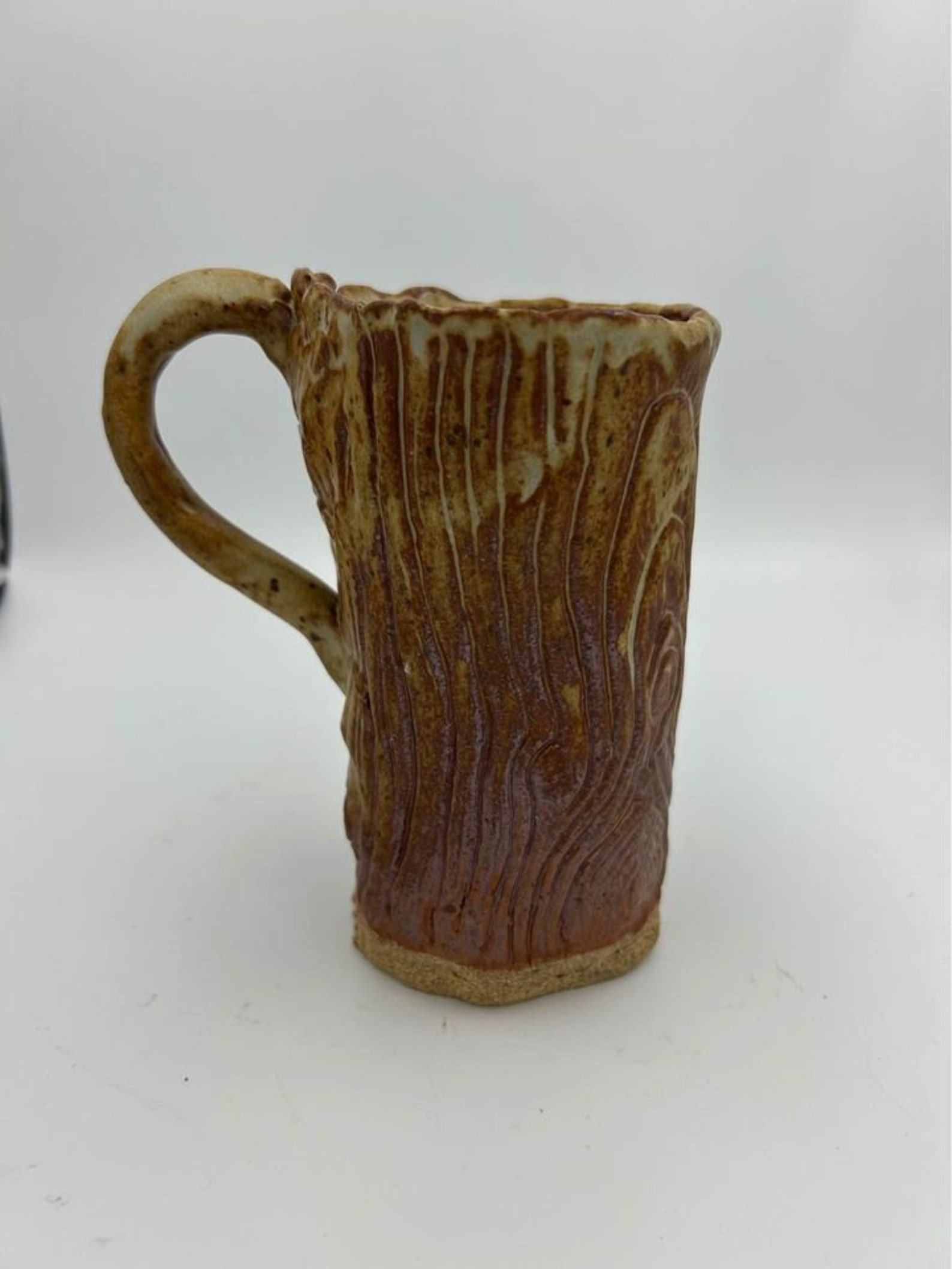 Vintage Pottery Tree Bark Trunk Mug Coffee Cup Large Artist Made Hand ...