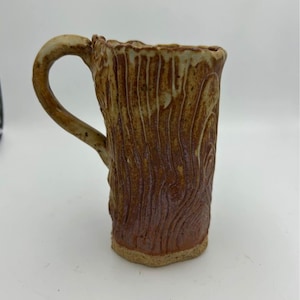 Vintage Pottery Tree Bark Trunk Mug Coffee Cup Large Artist Made Hand ...