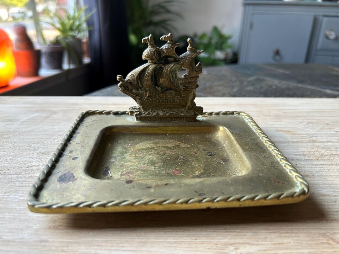Vintage Brass Ashtray Ship Nautical - Etsy