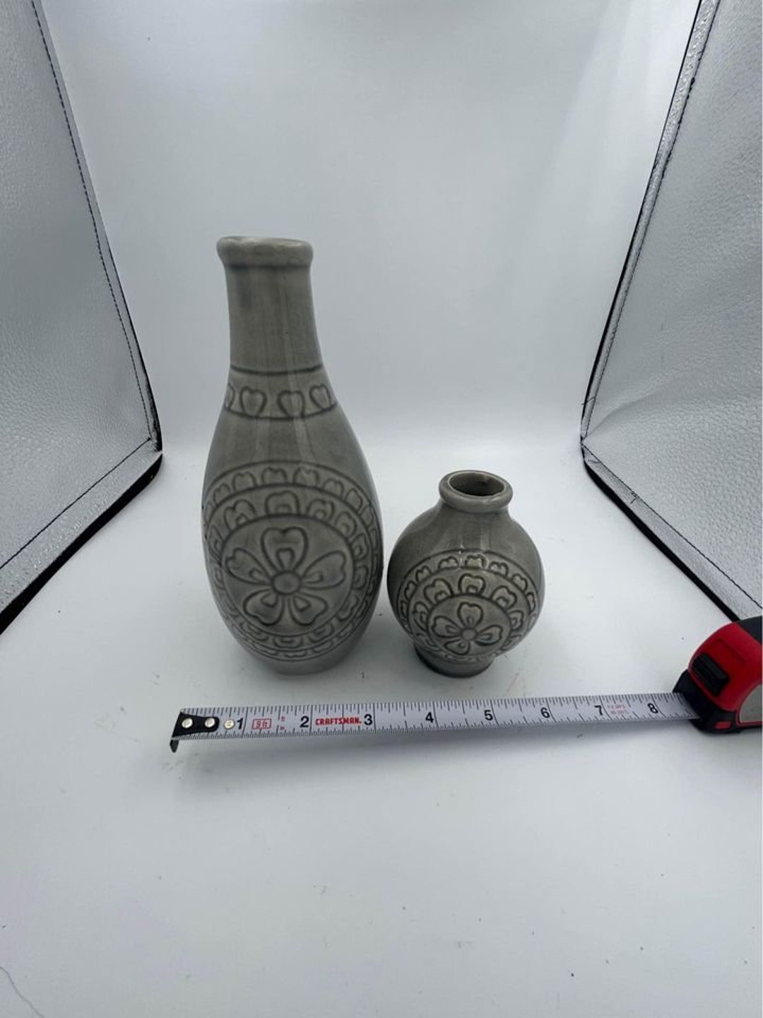 Vintage Matching 2 Vases Pottery Ceramic - Etsy