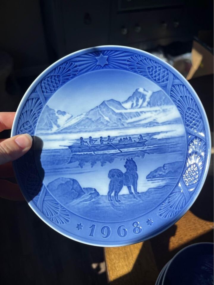 Vintage Royal Copenhagen Blue White Plate Denmark the Last Umiak ...