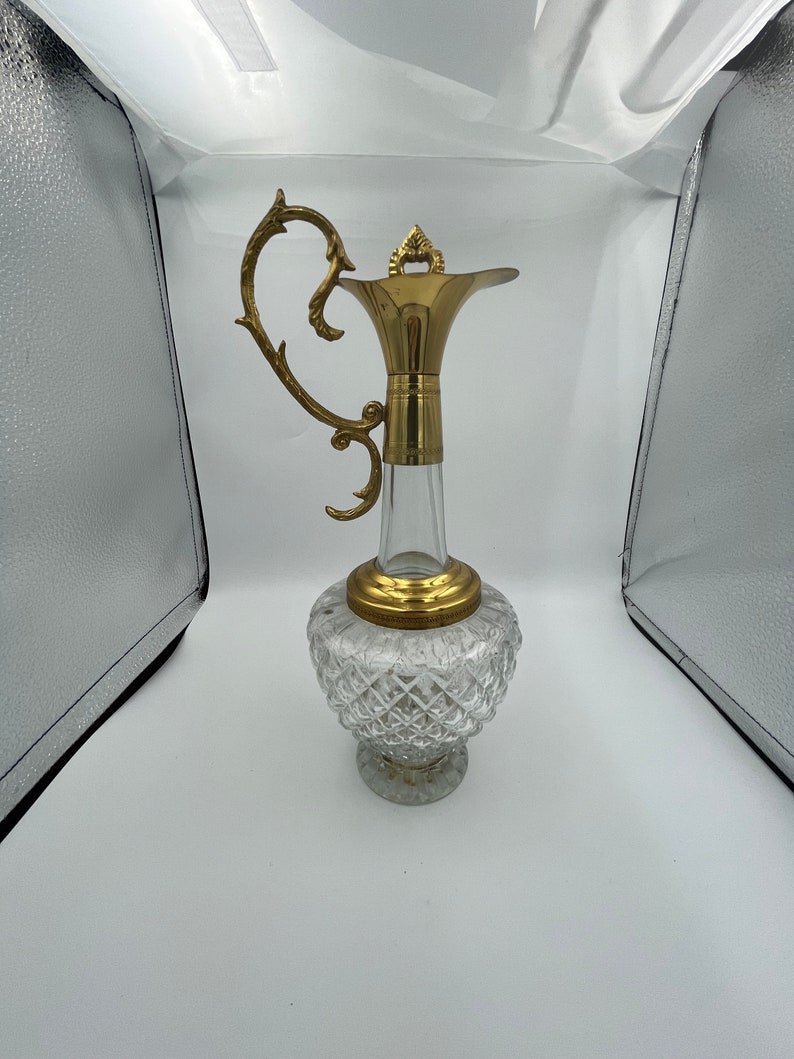 Lovely Vintage French Glass Gold Crystal Carafe Decanter - Etsy