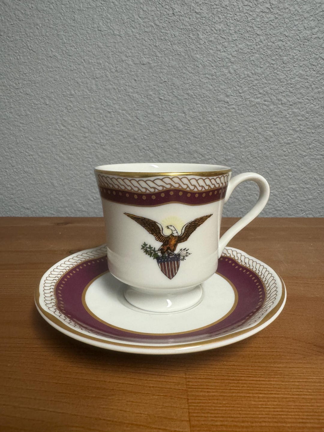 Vintage Woodmere USA Tea Cup and Saucer Eagle Americana China - Etsy