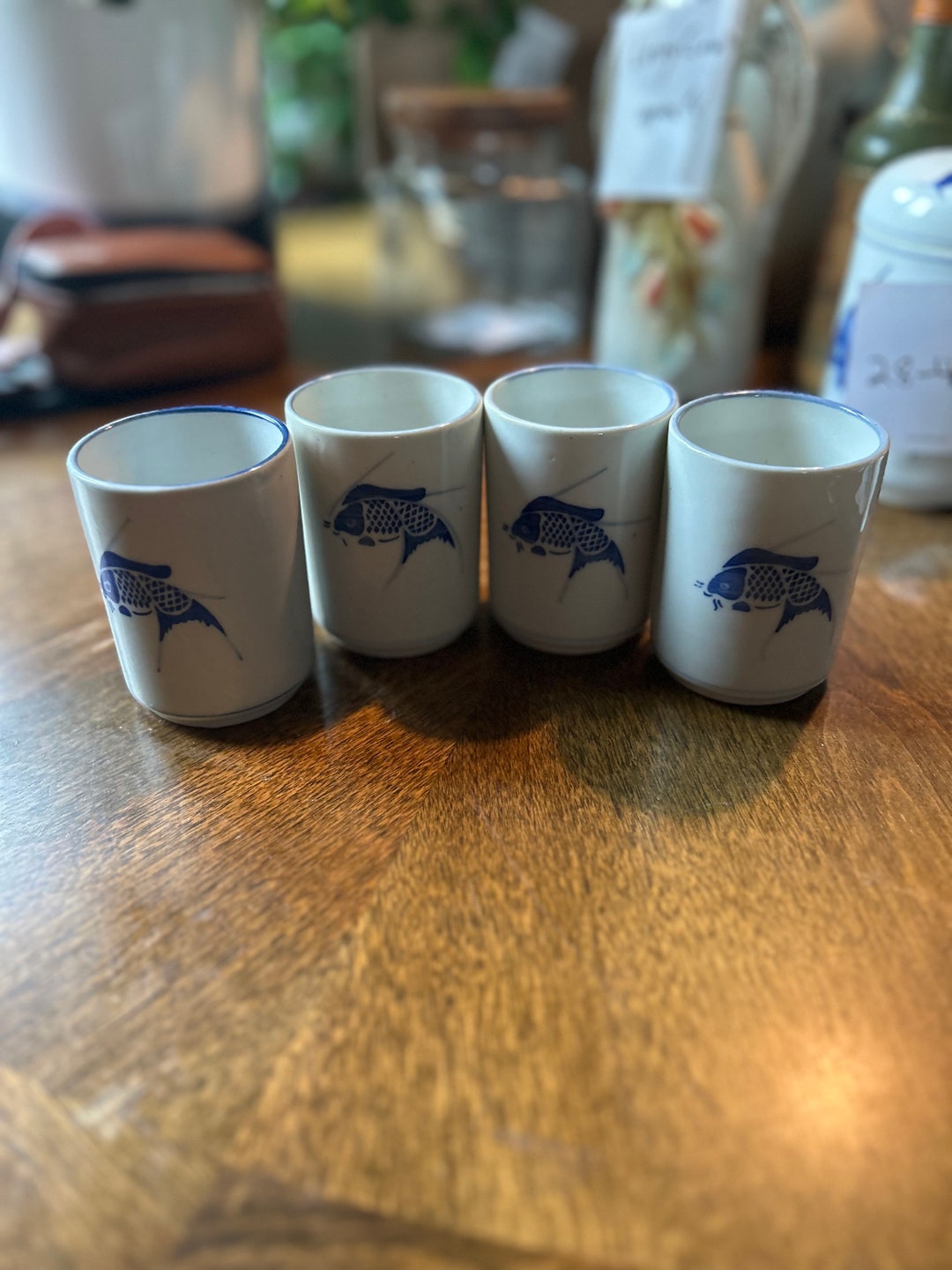 Vintage Set of 4 Koi Fish Tea Cups Hand Painted - Etsy