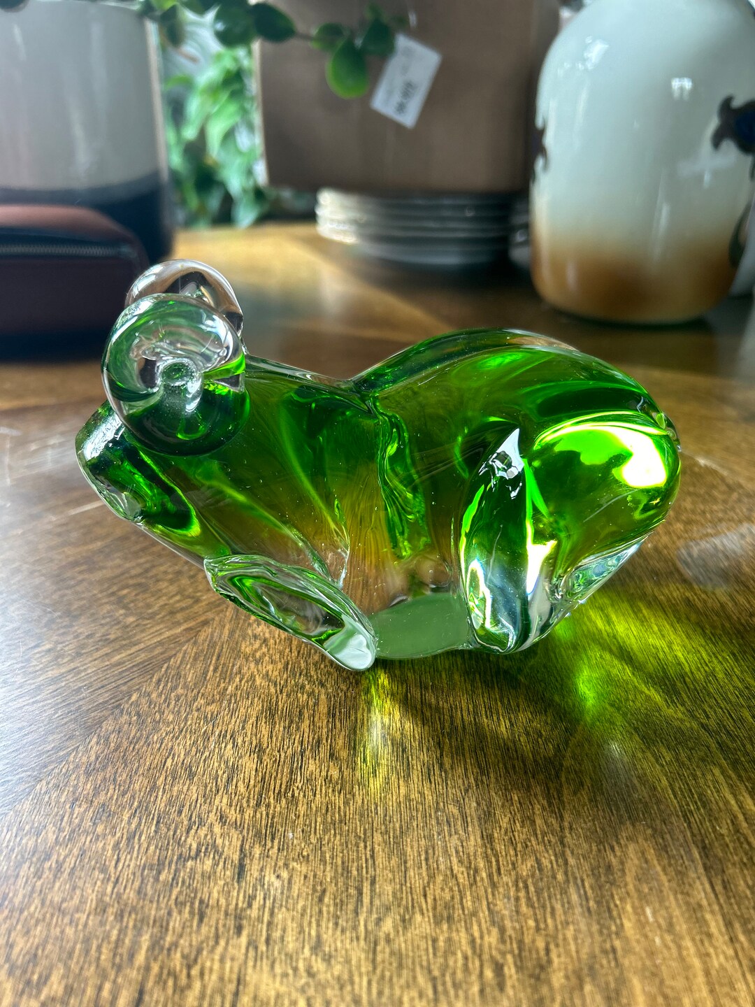 Vintage Heavy Glass Collectable Frog Paperweight - Etsy