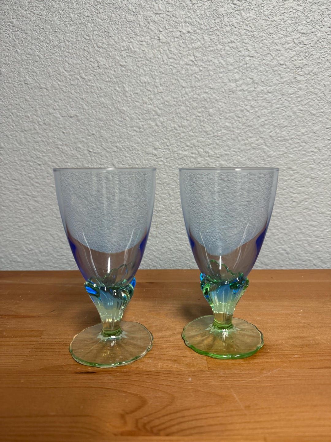 Vintage Bormioli Rocco Bahia Bi-color Blue Green Glass Juice Glasses ...