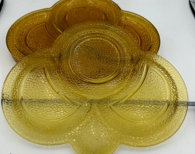 Set of 3 Amber Glass Snack Plates Crackle “by Cracky” Pattern - Etsy