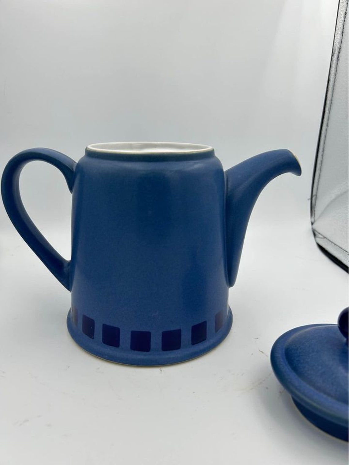 Vintage Denby Pottery England Reflex Teapot Coffee Pot Blue Never Used ...