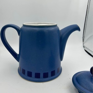 Vintage Denby Pottery England Reflex Teapot Coffee Pot Blue Never Used ...