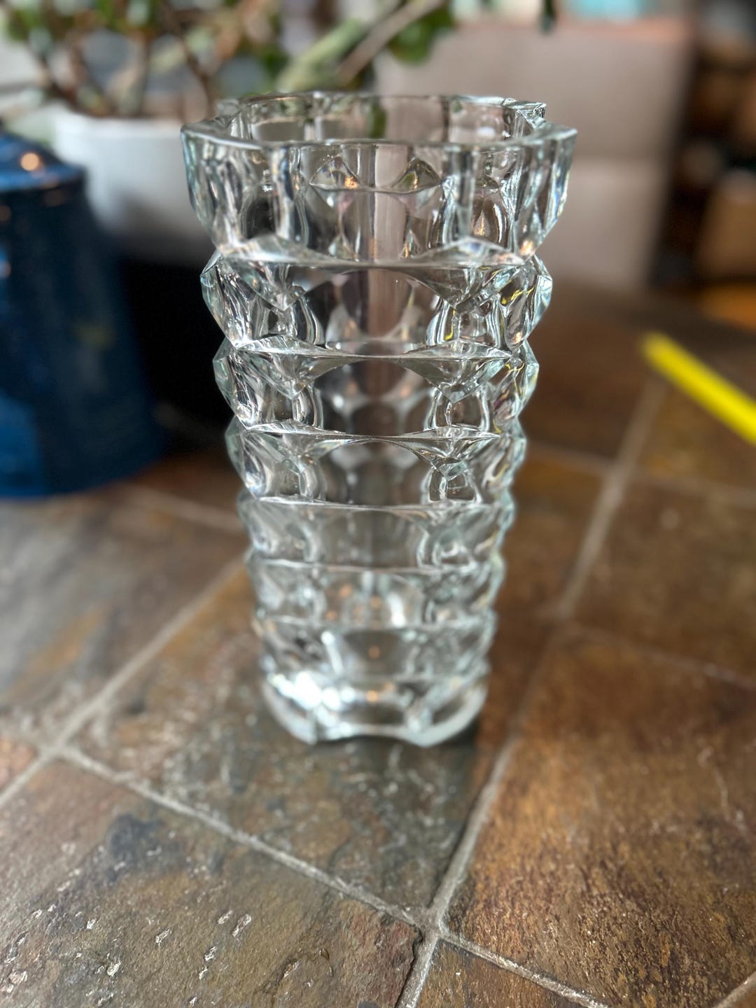 Vintage French Luminarc Glass Vase Cubist Very Heavy Glass Vase ...