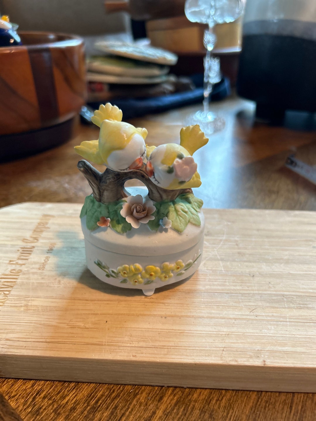 Vintage Lefton Yellow Birds and Flowers Footed Box Jewelry - Etsy