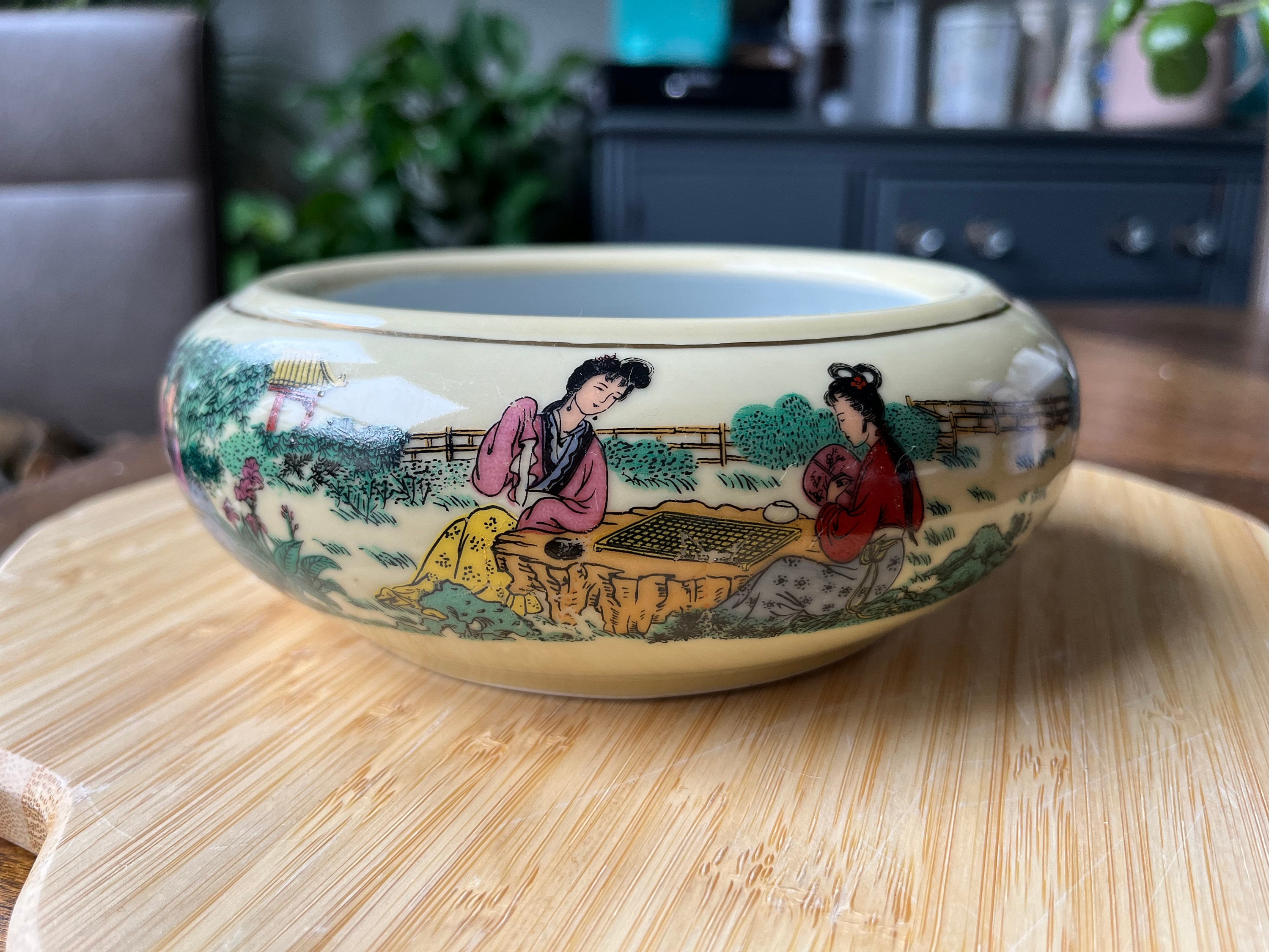 Vintage Asian Serving Bowl - Etsy