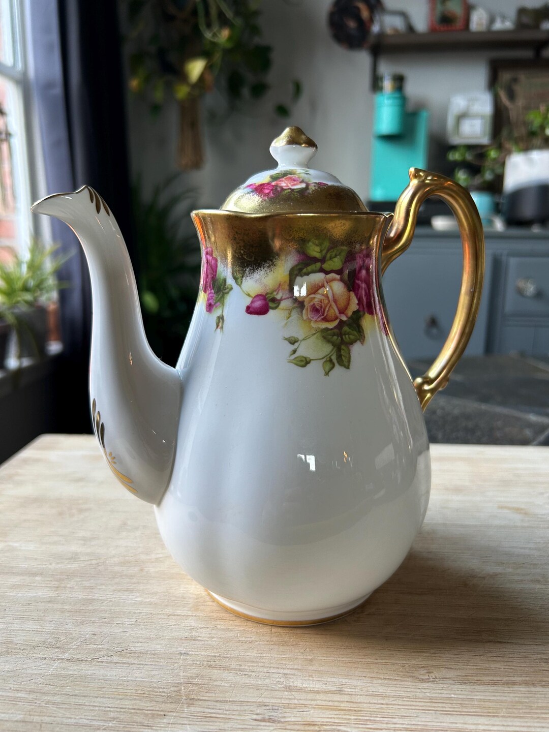 Vintage and Rare Royal Chelsea Golden Rose Teapot in Perfect Condition ...