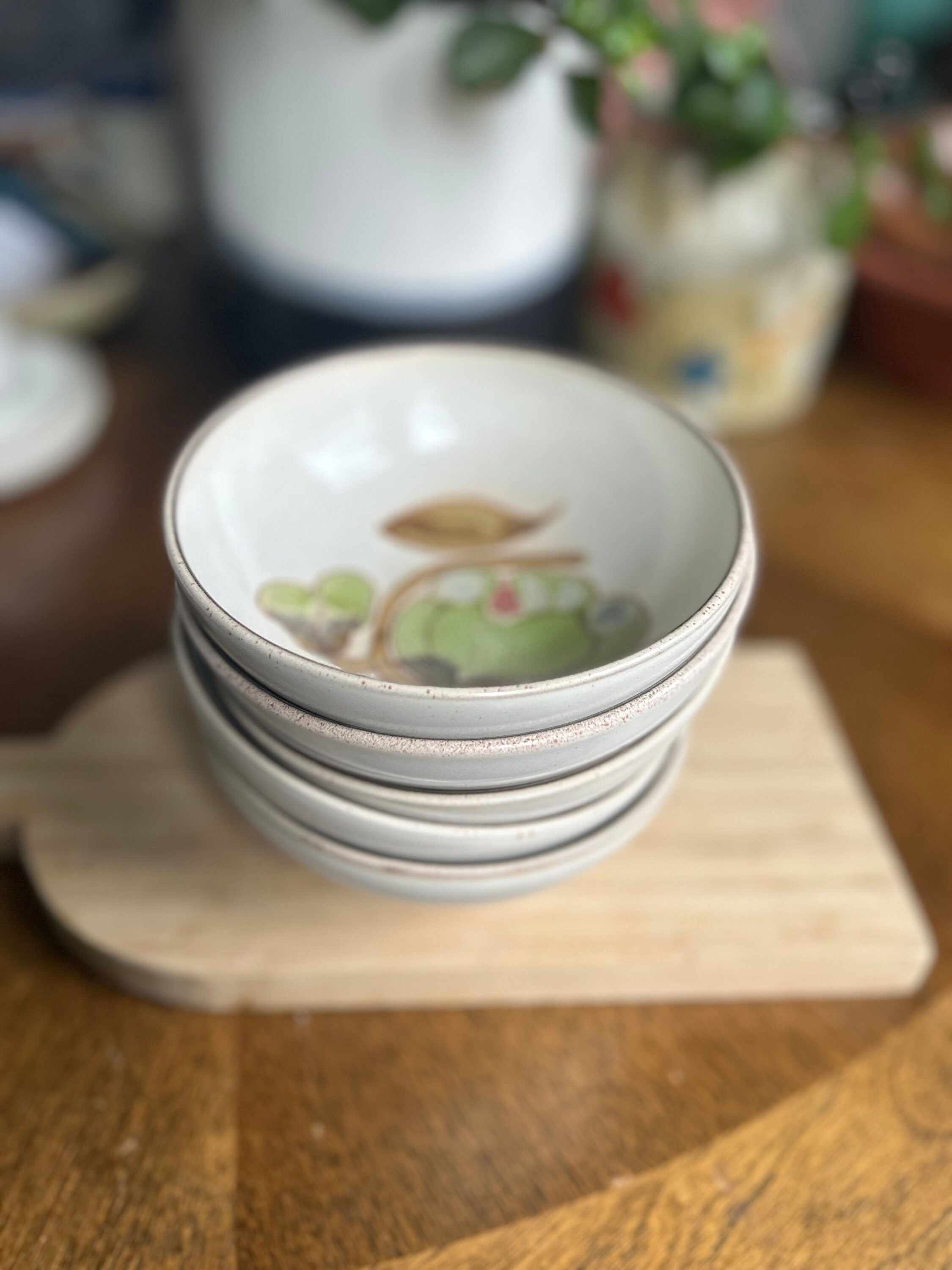 Vintage Set of 4 Bowls England Denby Pottery Troubadour Pattern Pottery ...