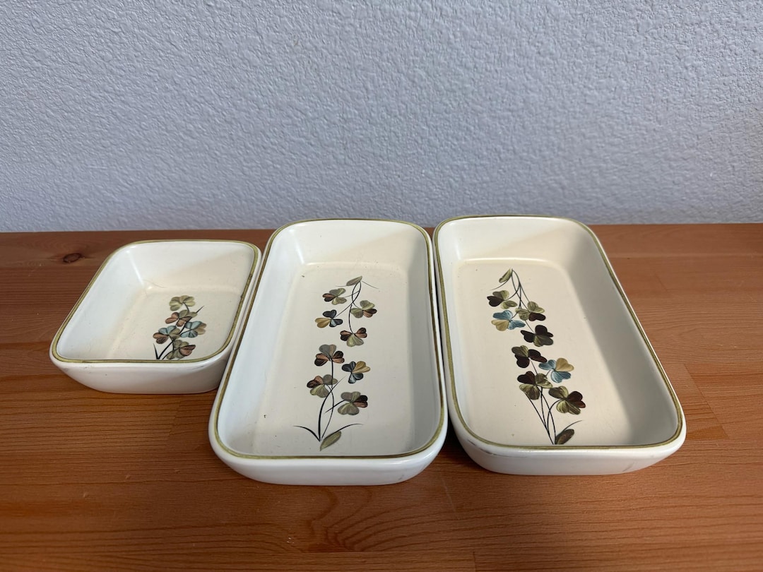 Beautiful Set of 3 Denby Pottery Shamrock Pattern England Serving ...