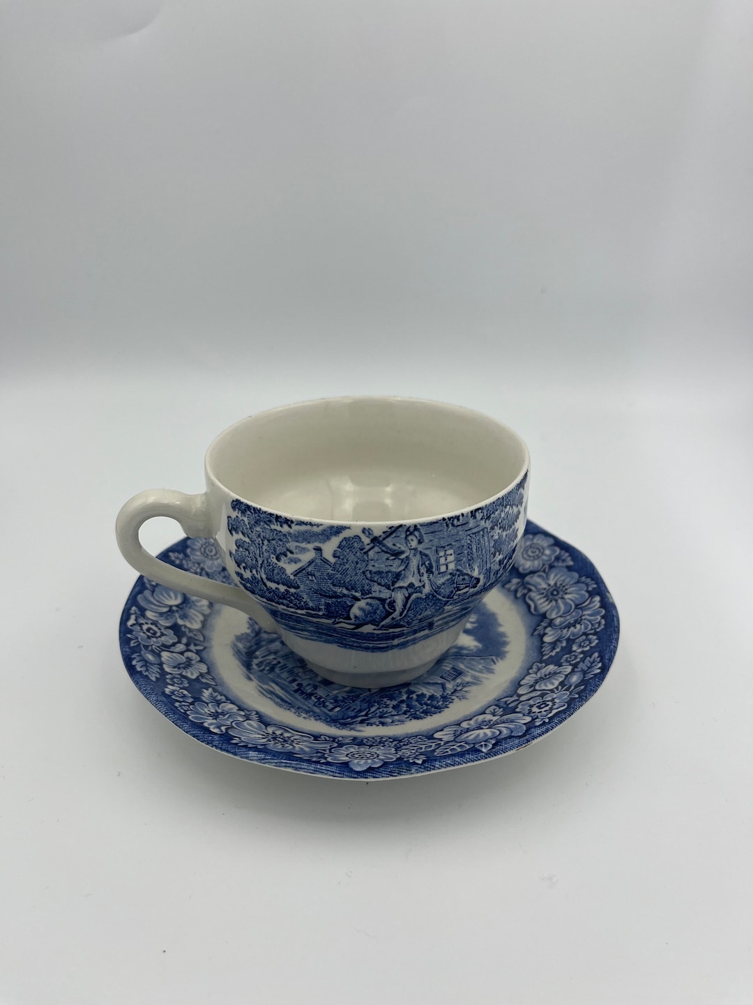 Vintage Liberty Blue Historic Colonial Scenes Old North Church Tea Cup ...