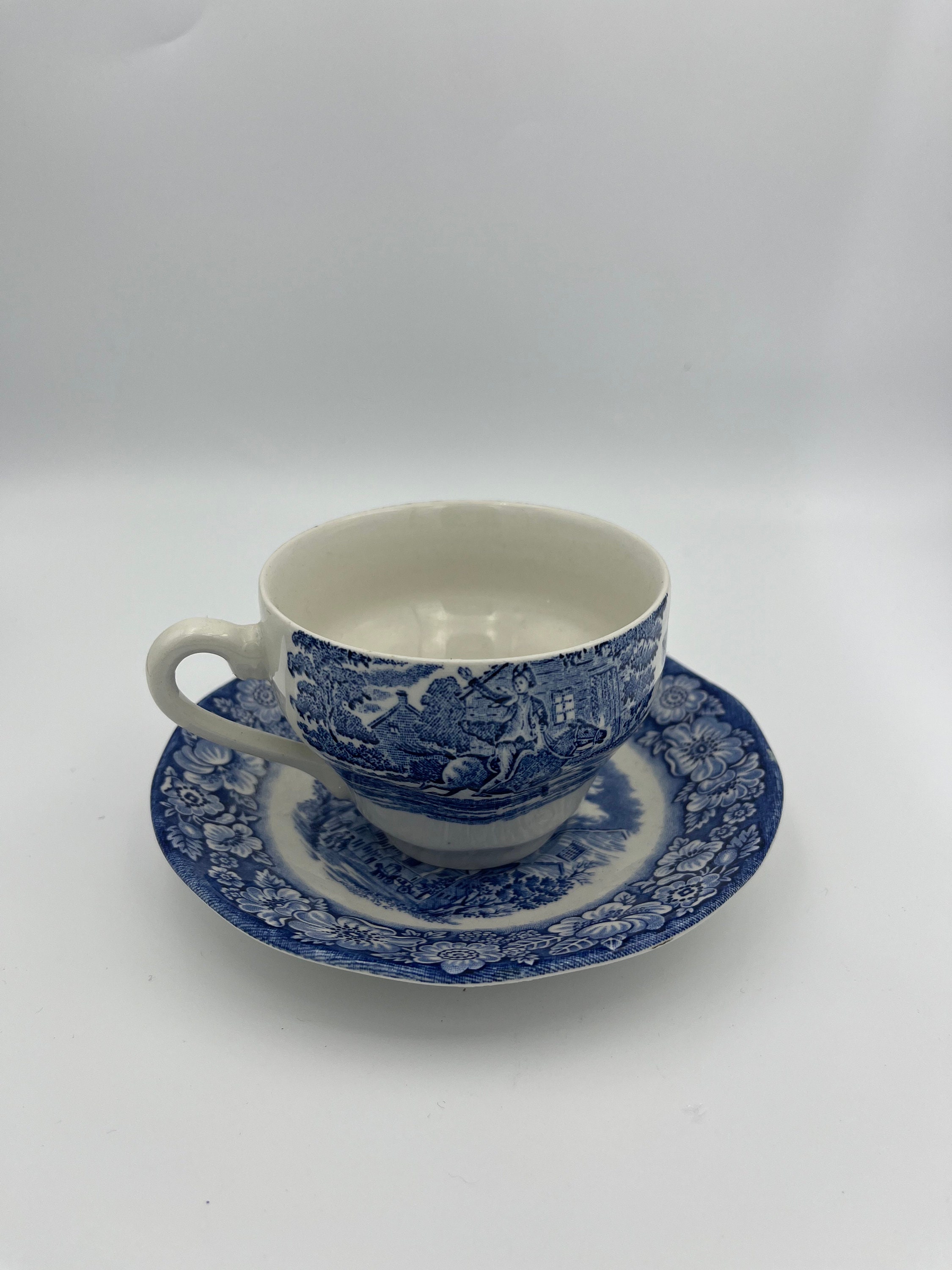 Vintage Liberty Blue Historic Colonial Scenes Old North Church Tea Cup ...
