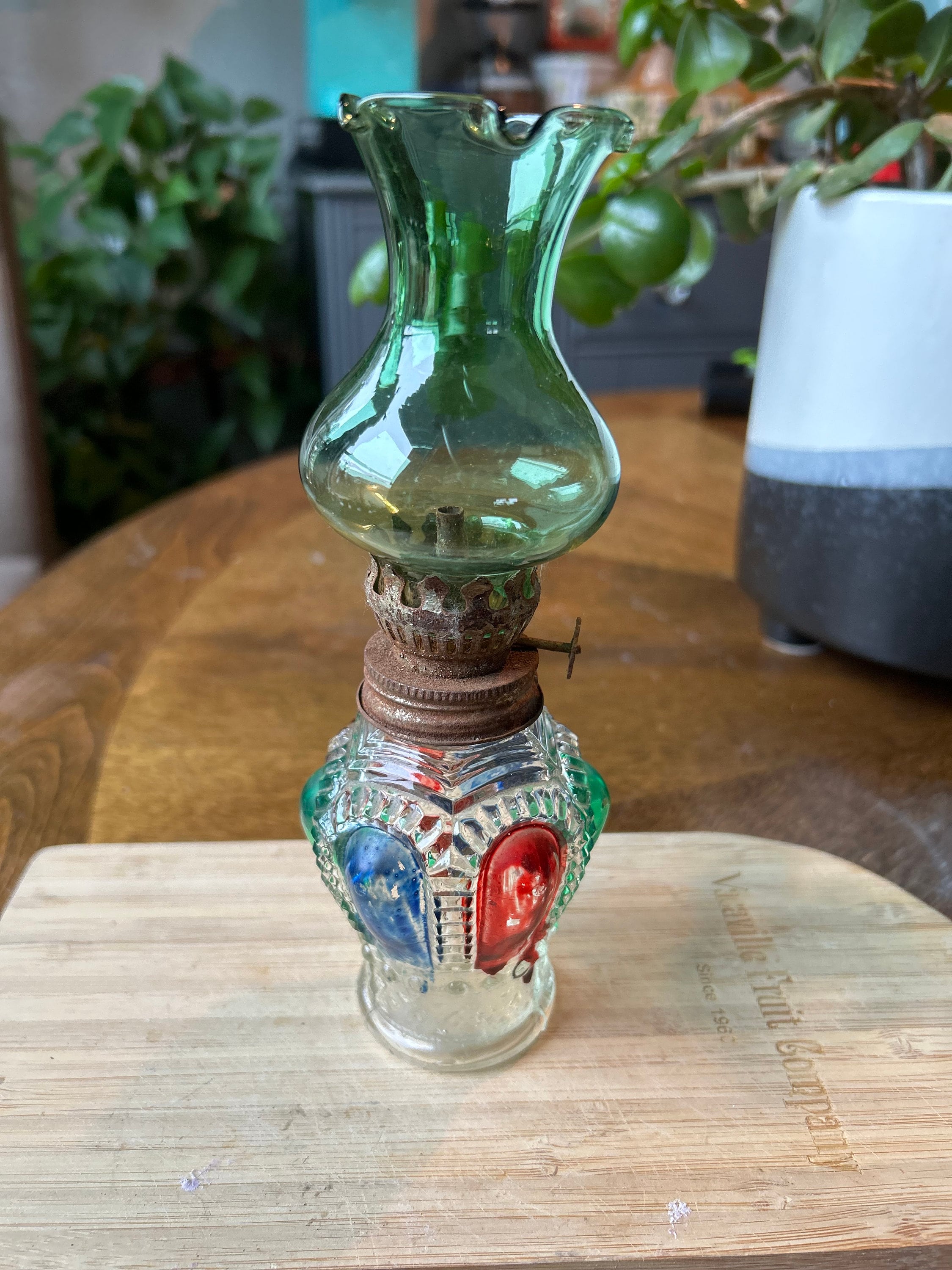 Vintage Mini Oil Lamp Multi Colored Glass - Etsy