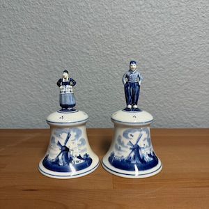 Set of 2 Delft Blue and White Bells Girl and Boy Vintage Holland - Etsy
