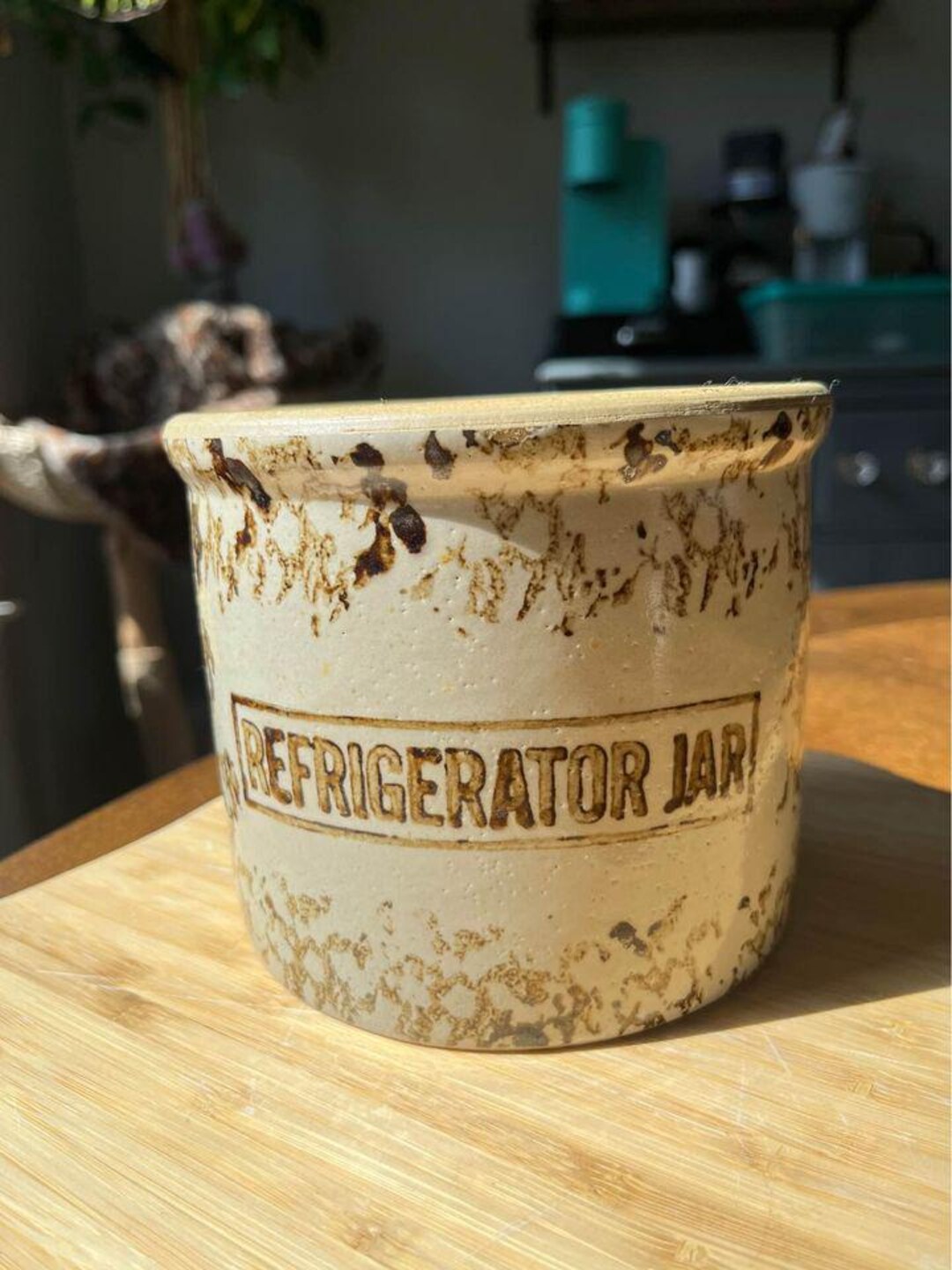 Vintage Kitchen Crock Pottery Jar Refrigerator Brown and Cream - Etsy