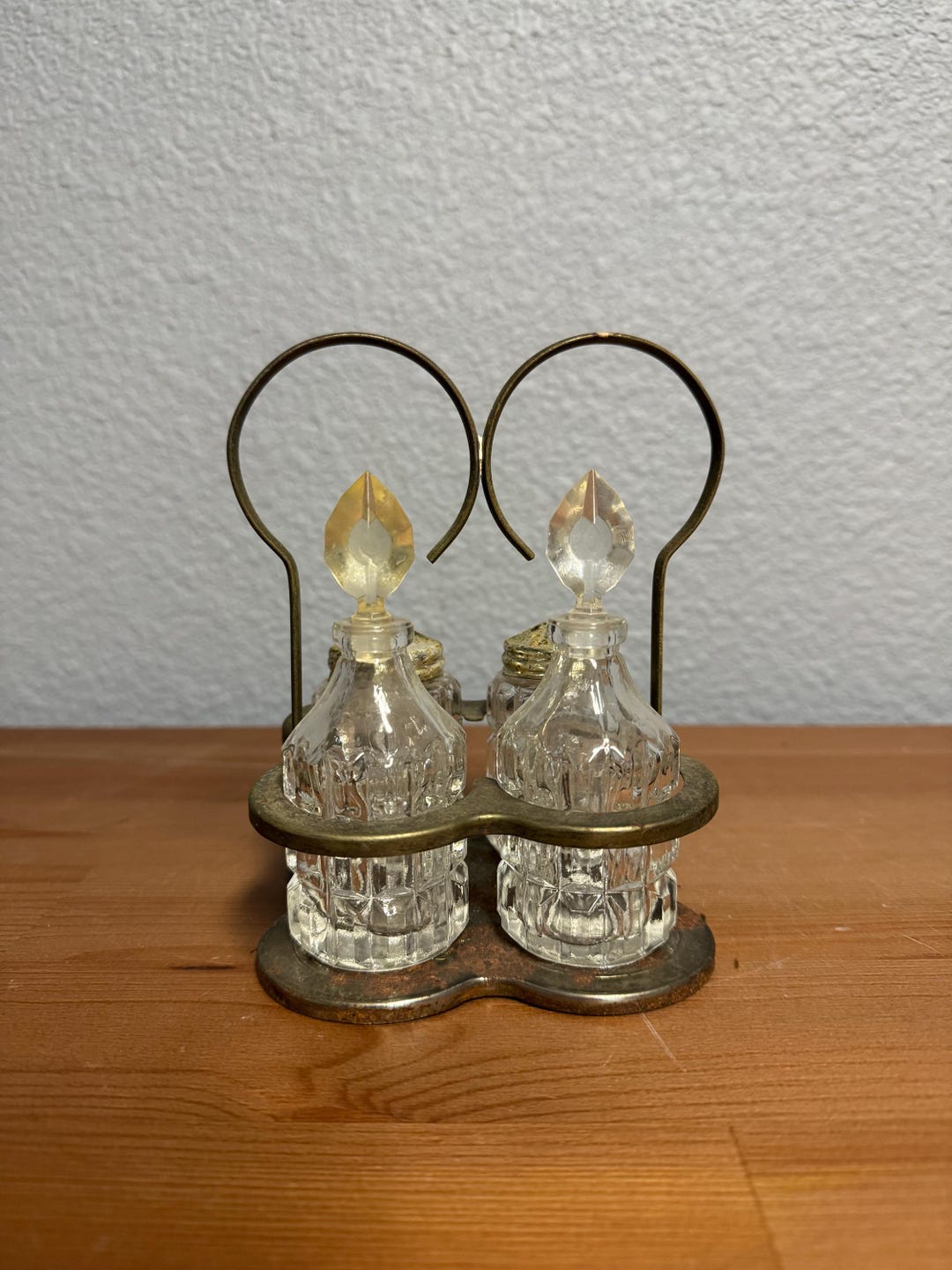 Vintage Silver Plate Condiment Holder Caddy Cruet Set Glass - Etsy