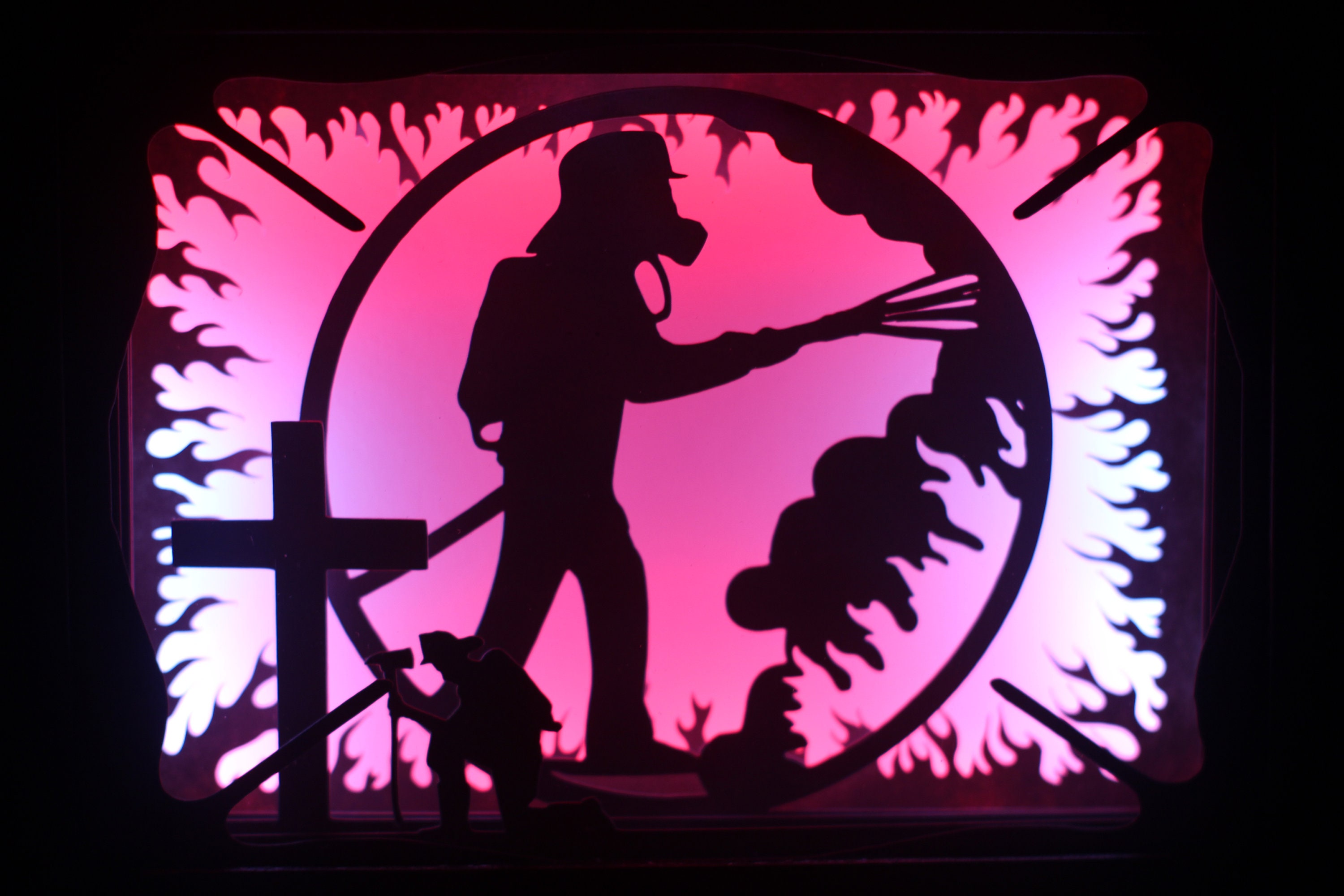 Firefighter Shadow Box Christmas Gift Home Decor Wall Pop Art Culture ...