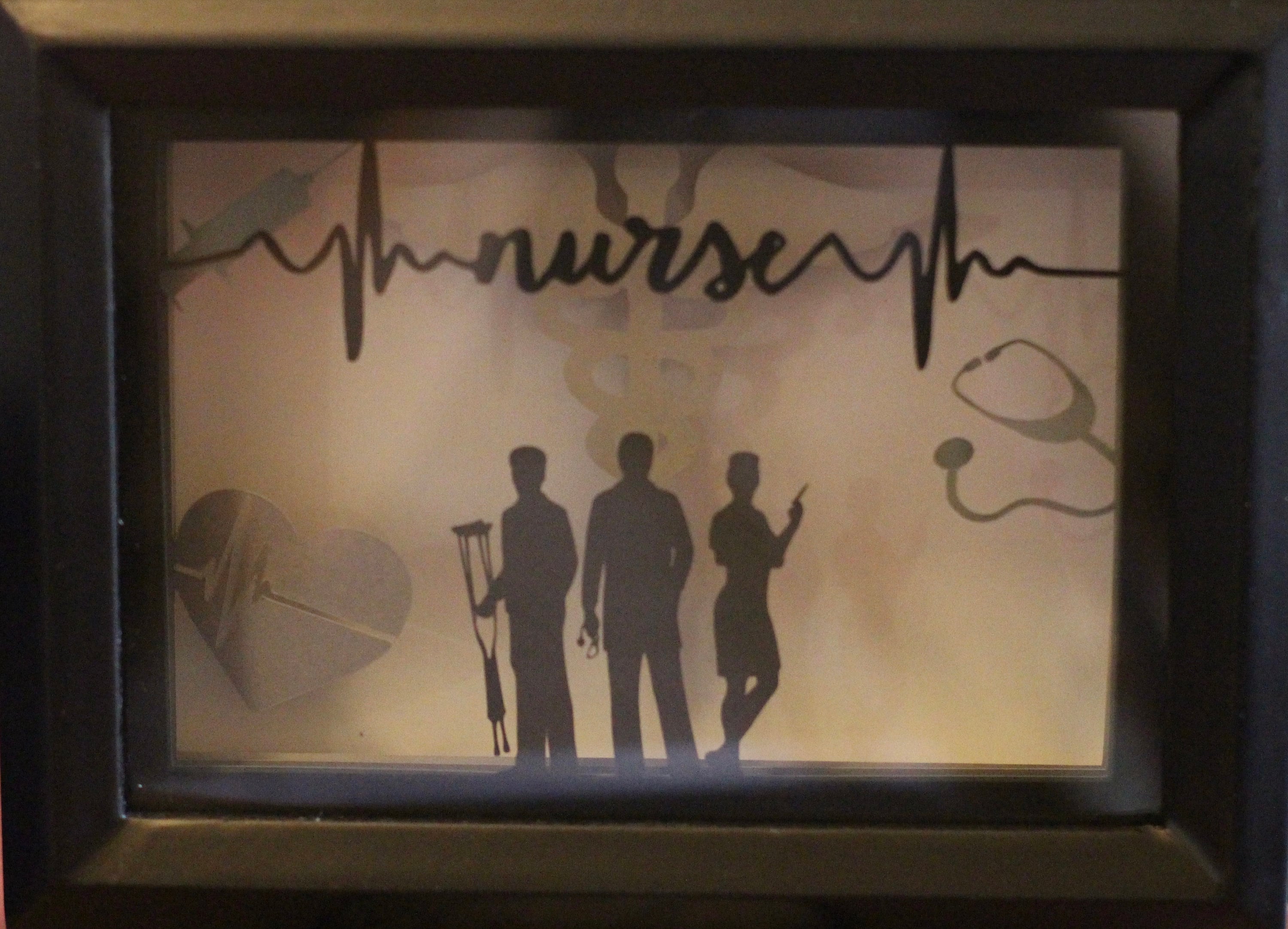 Nurse Shadow Box Christmas Hero Gift Home Decor Wall Decor Desk Light ...