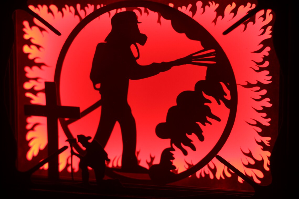 Firefighter Shadow Box Christmas Gift Home Decor Wall Pop Art Culture ...