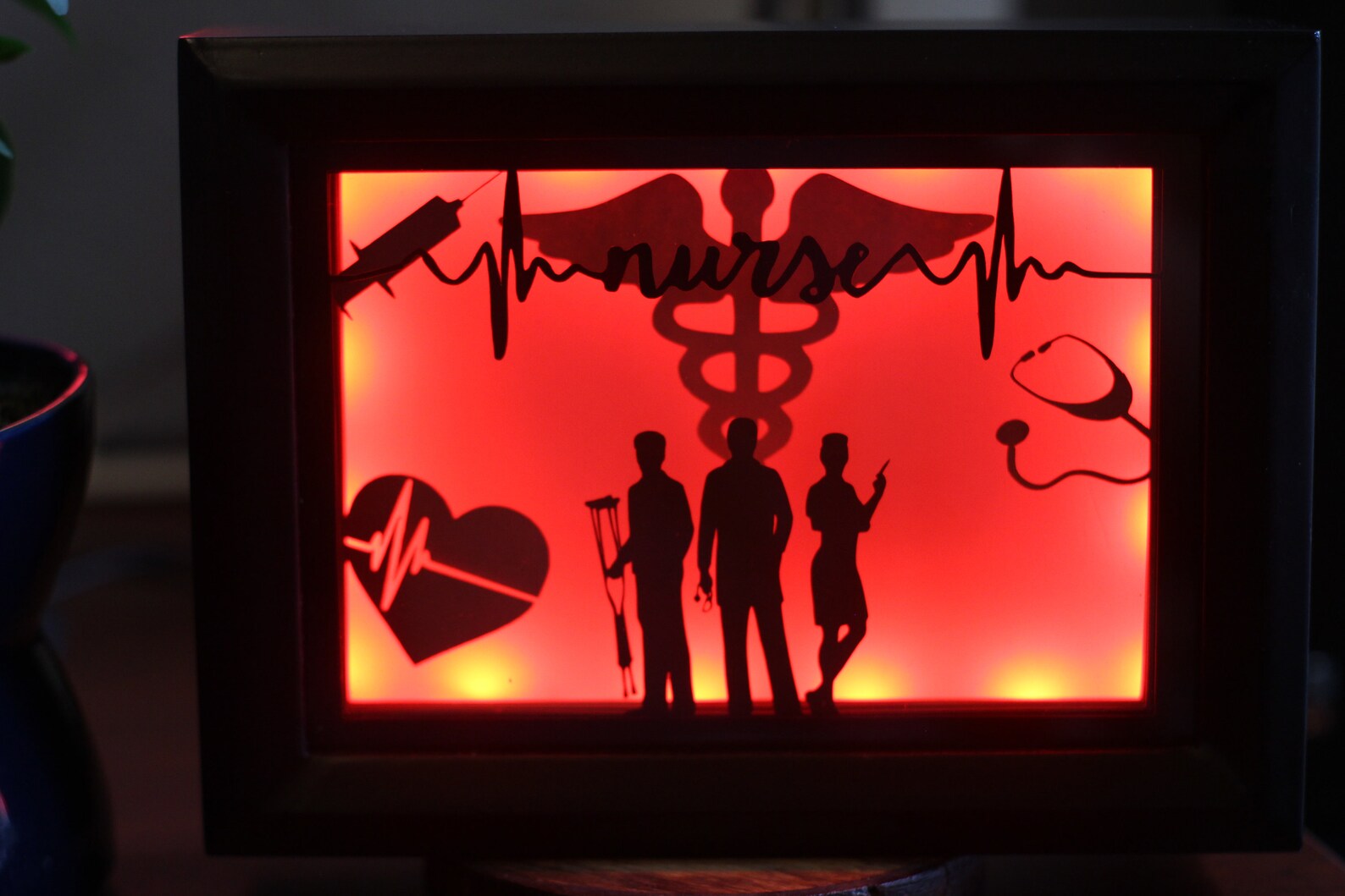 Nurse Shadow Box Christmas Hero Gift Home Decor Wall Decor Desk Light ...