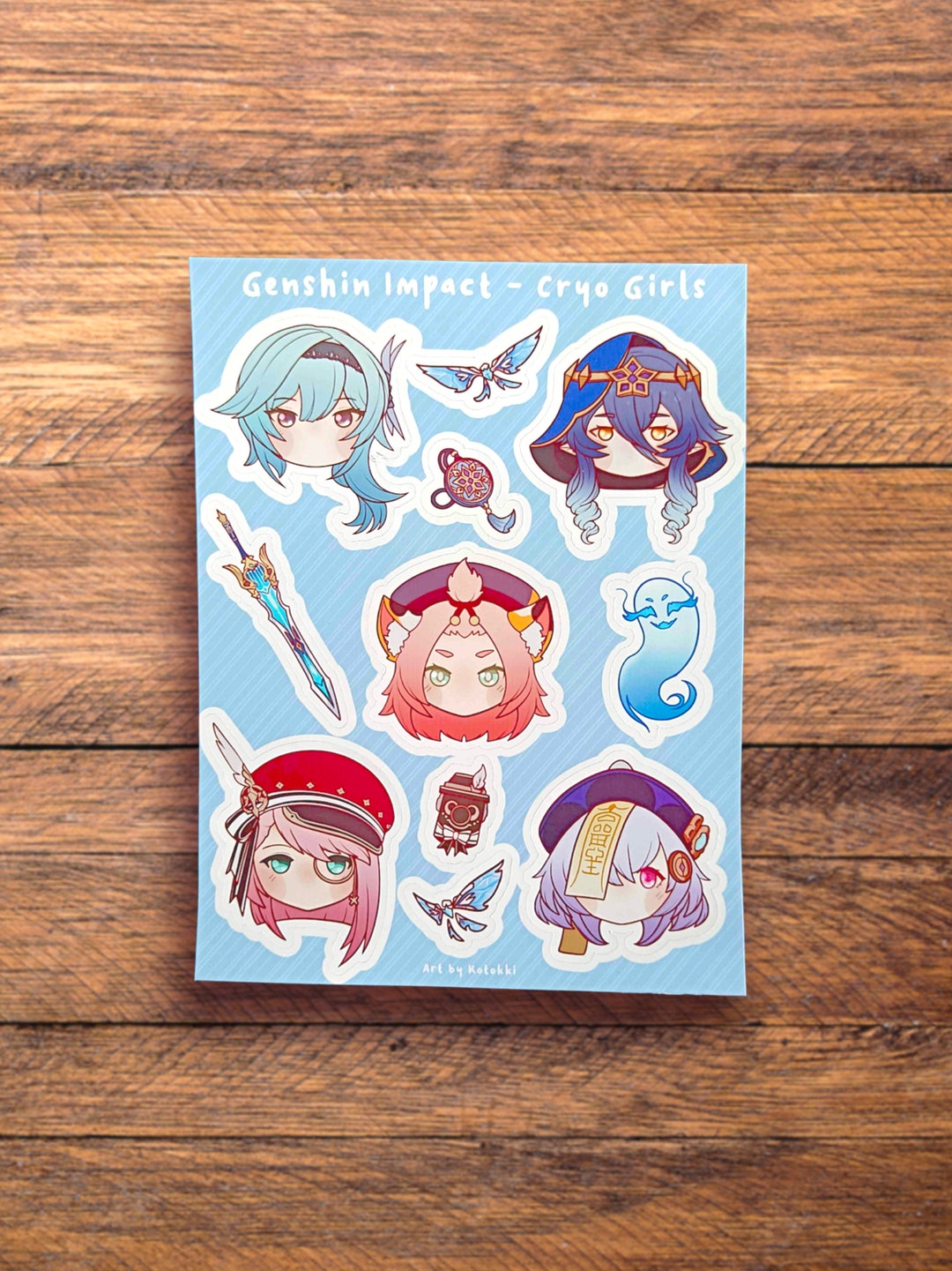 Stickers Sheet - Genshin Impact Cryo Girls, Eula, Layla, Diona ...