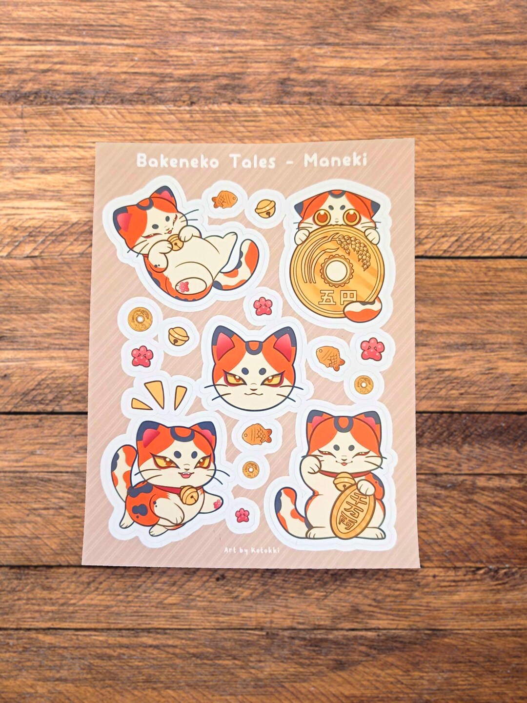 Stickers Sheet - Cute Anime & Japan Inspired, Maneki Neko Lucky Cat ...