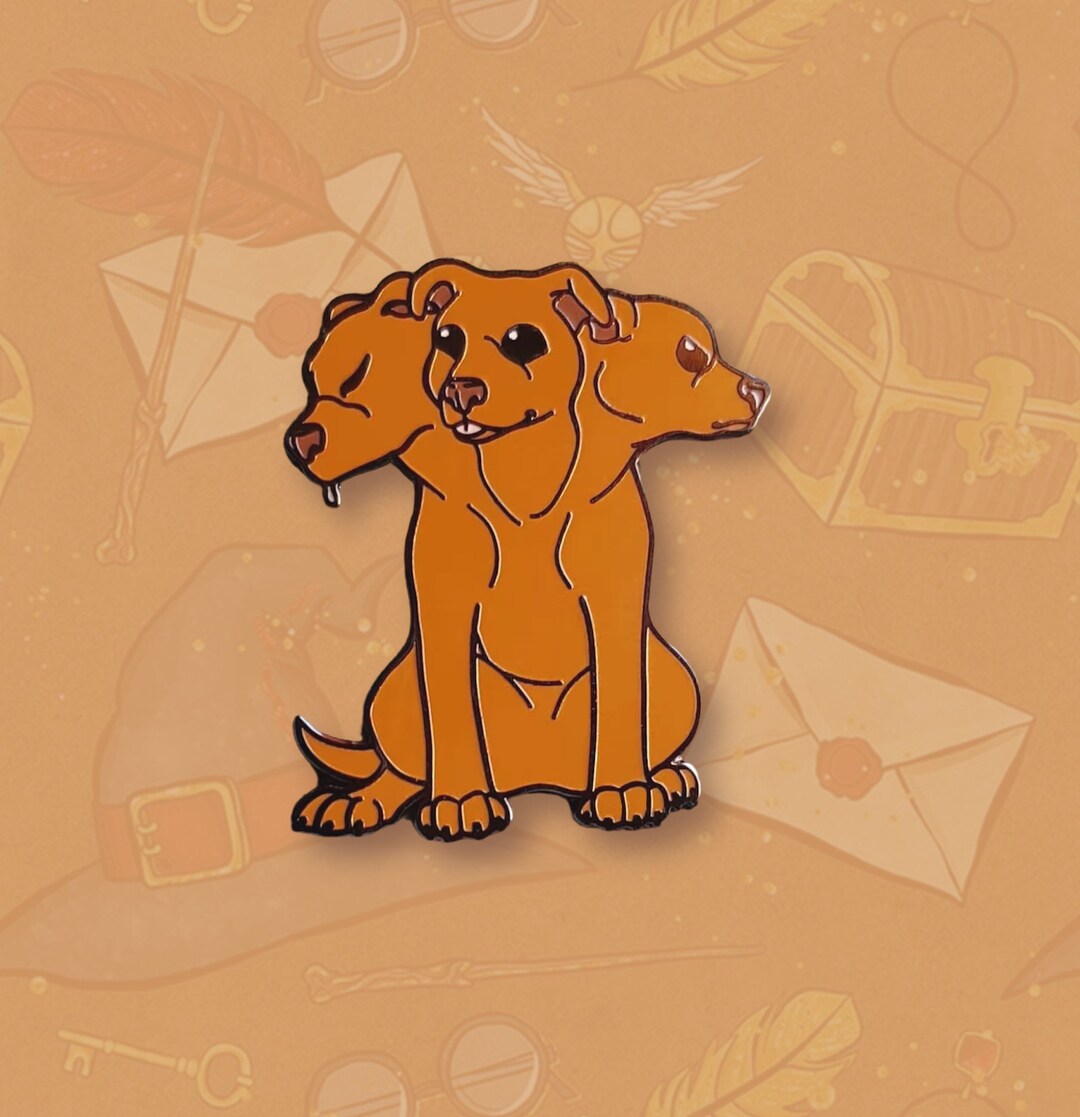 Wizarding Hard Enamel Pins - Cute Cerberus, Enamel Charms, Wizard Decor ...