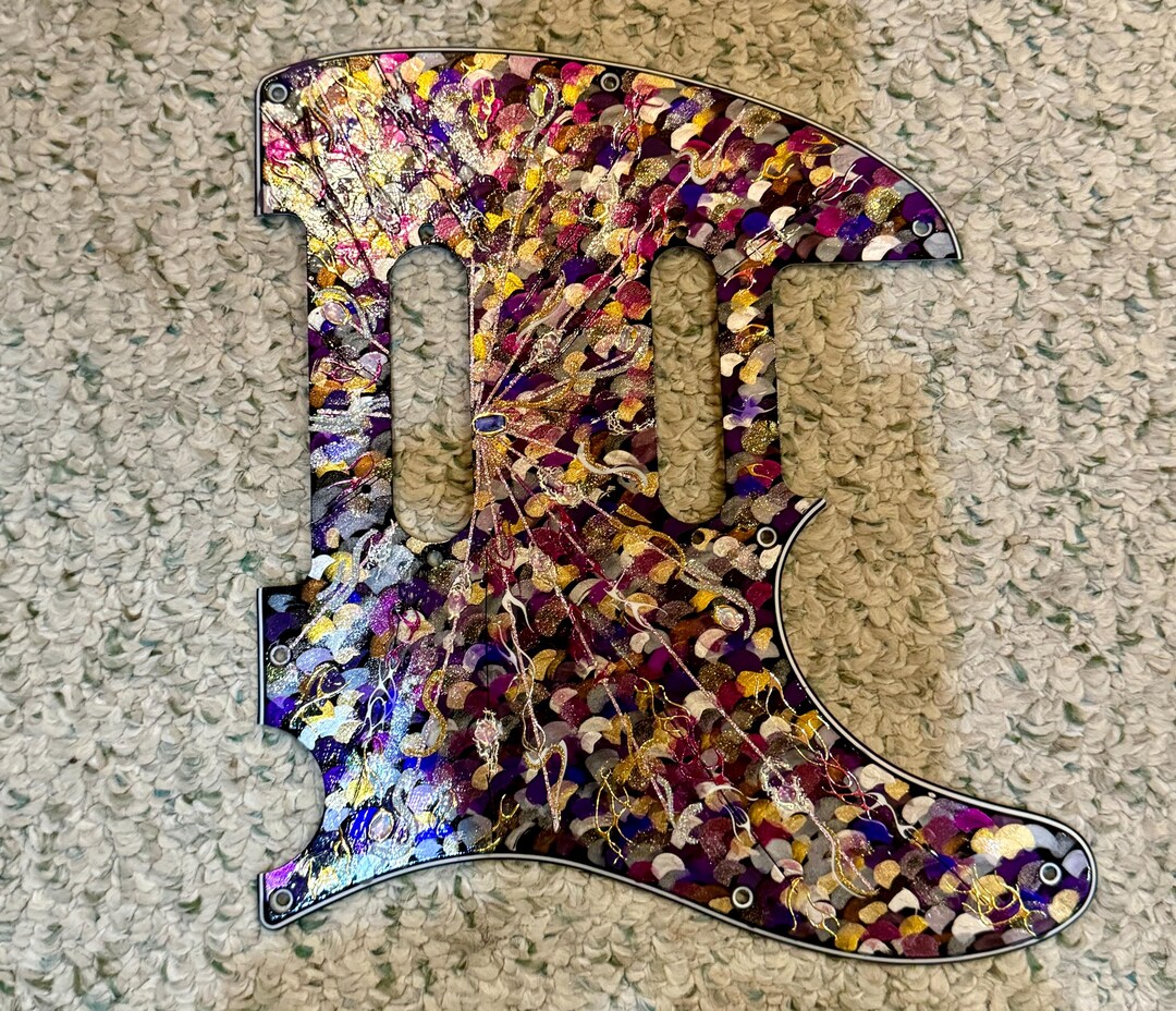 Hand Painted Metallics Black and Purples Custom Pick Guard for Fender ...