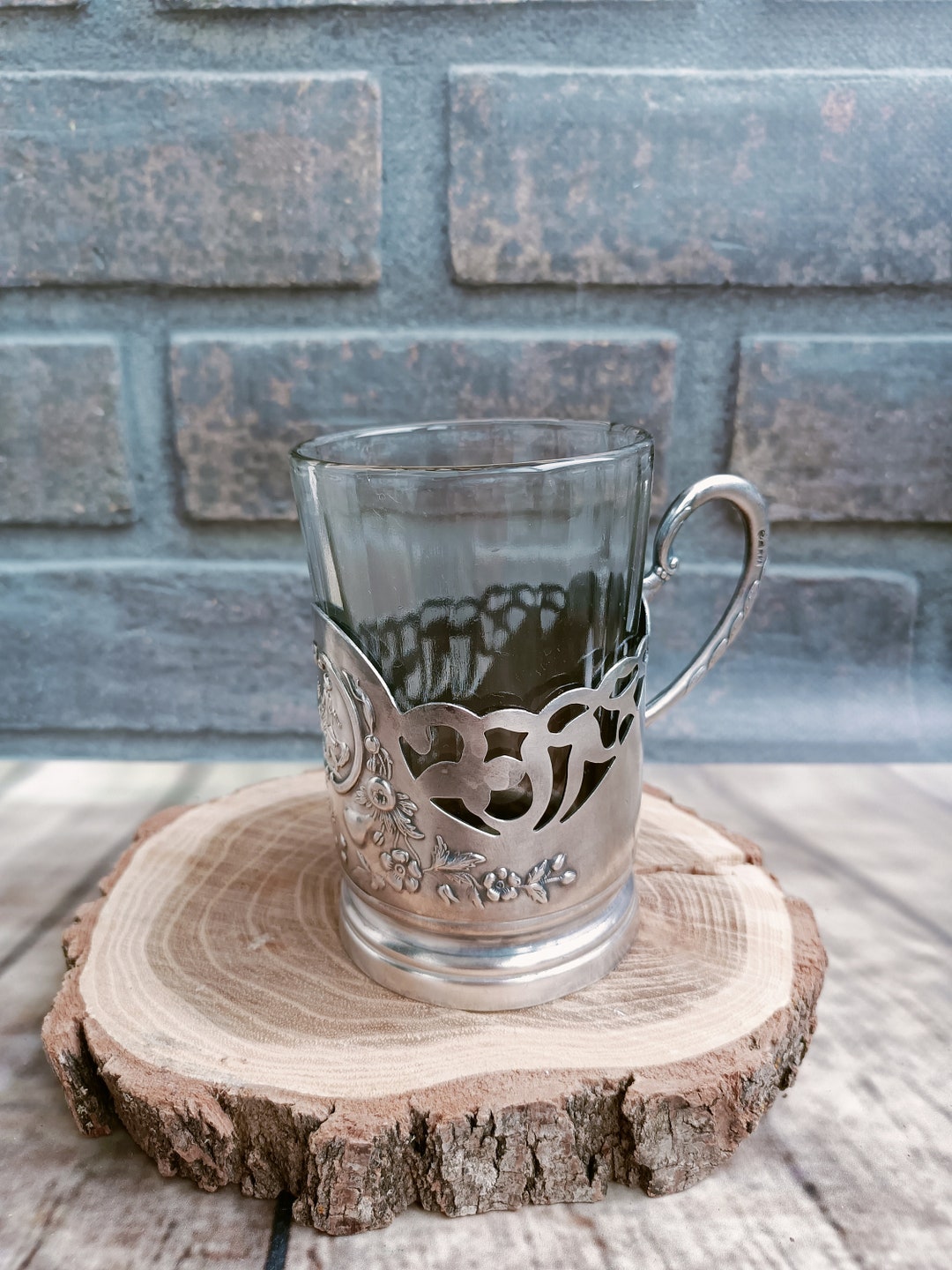 Rare Soviet Vintage Tea Glass USSR Satellite Glass Holder, 1960s Soviet ...