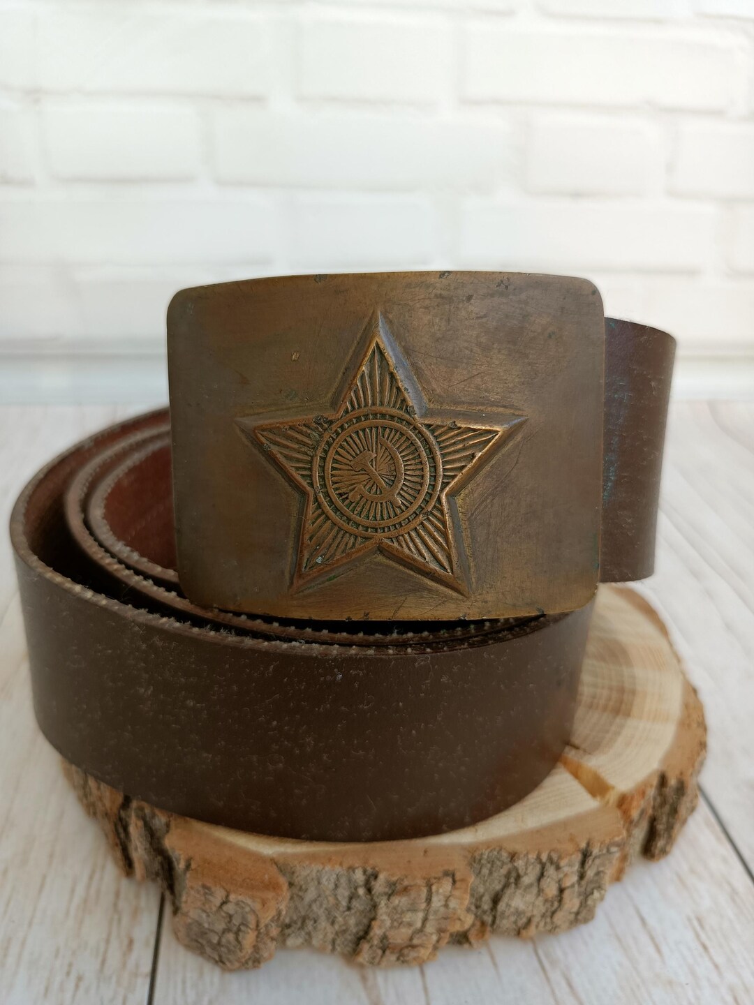 Original 1980s Soviet Army Soldiers Leather Belt, Vintage Military Gear ...