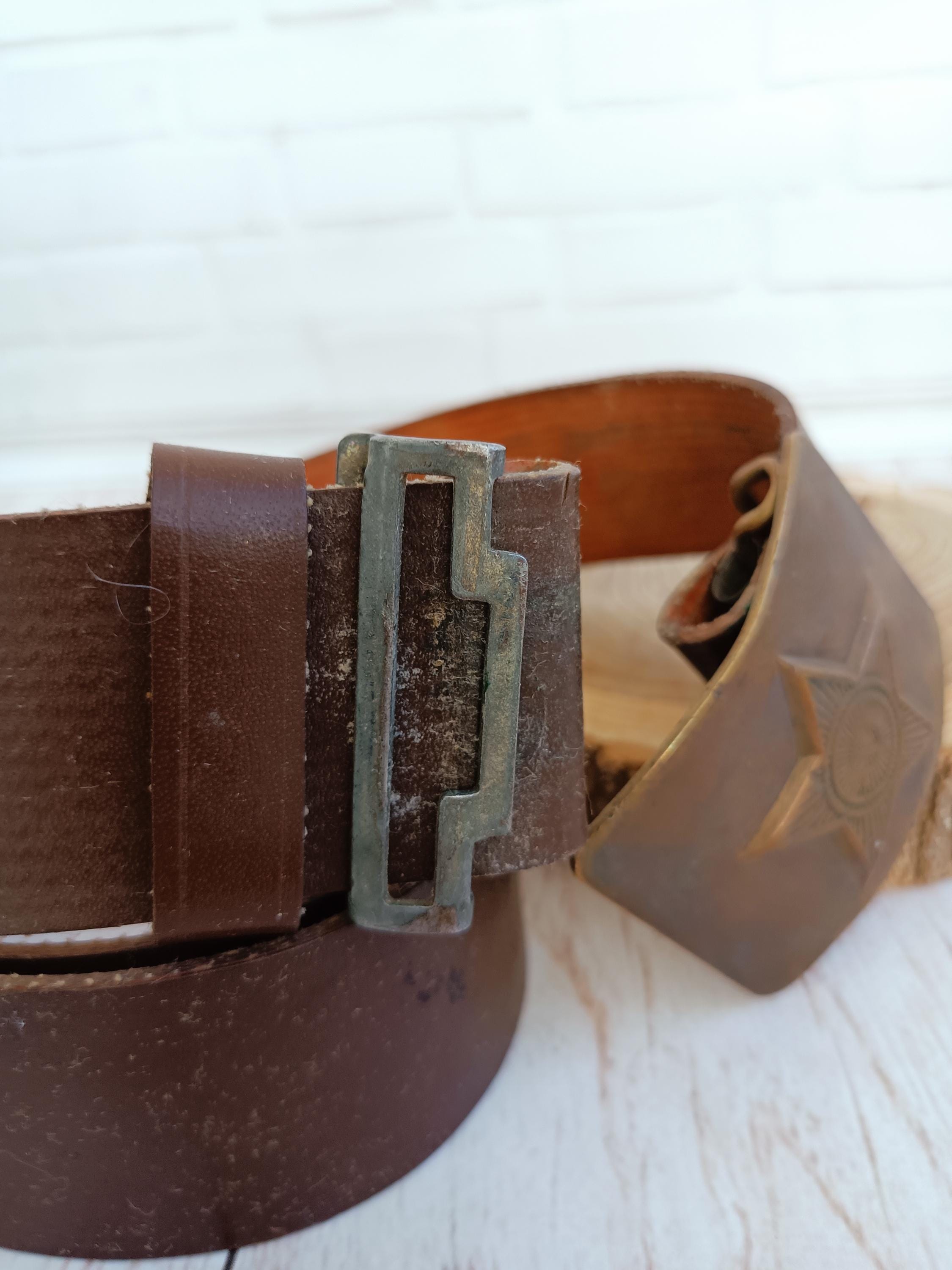 Original 1980s Soviet Army Soldier’s Leather Belt, Vintage Military ...