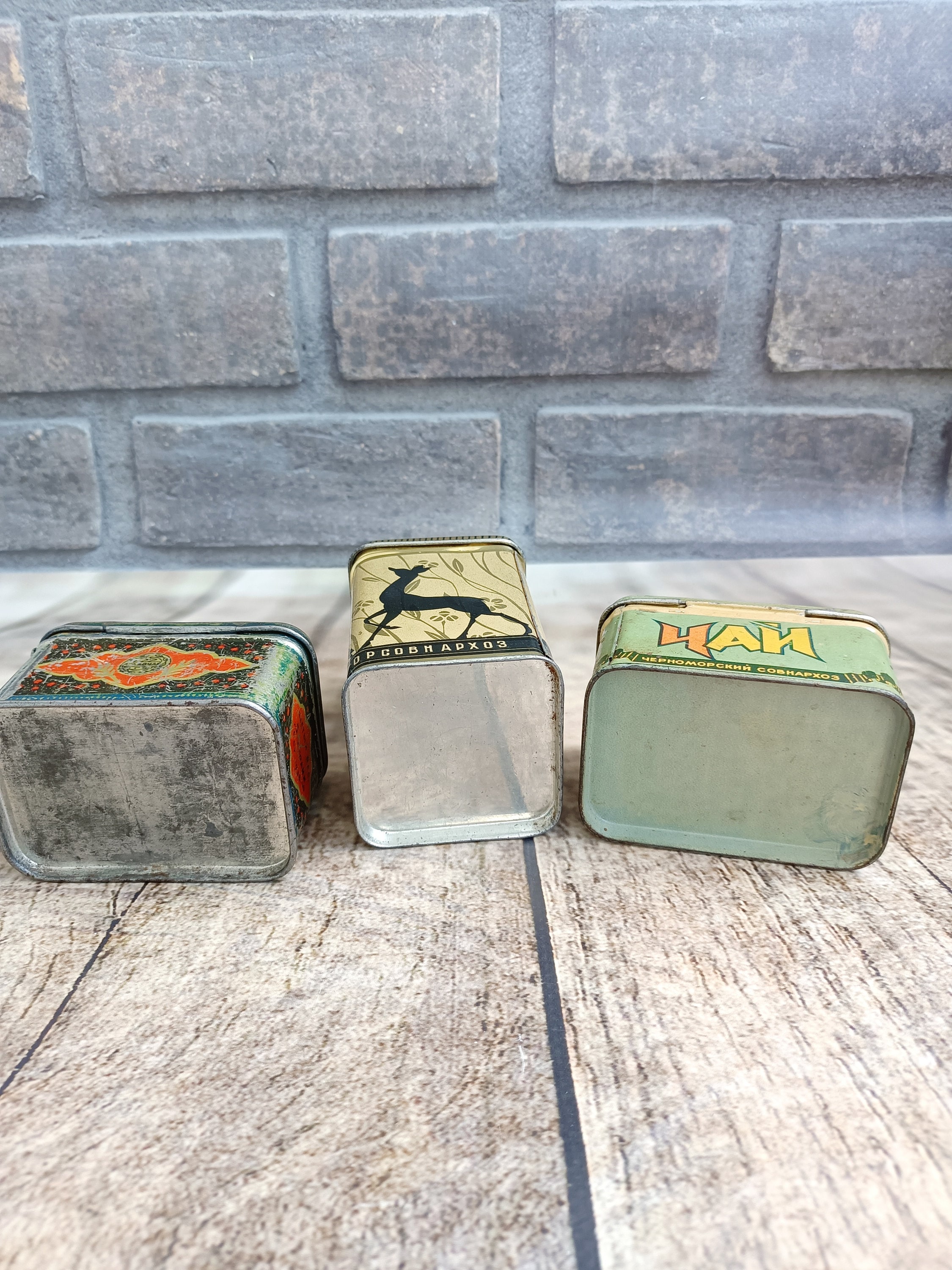 Old Rare Soviet Metal Canister Antique Tea Tin Box Kitchen Storage ...