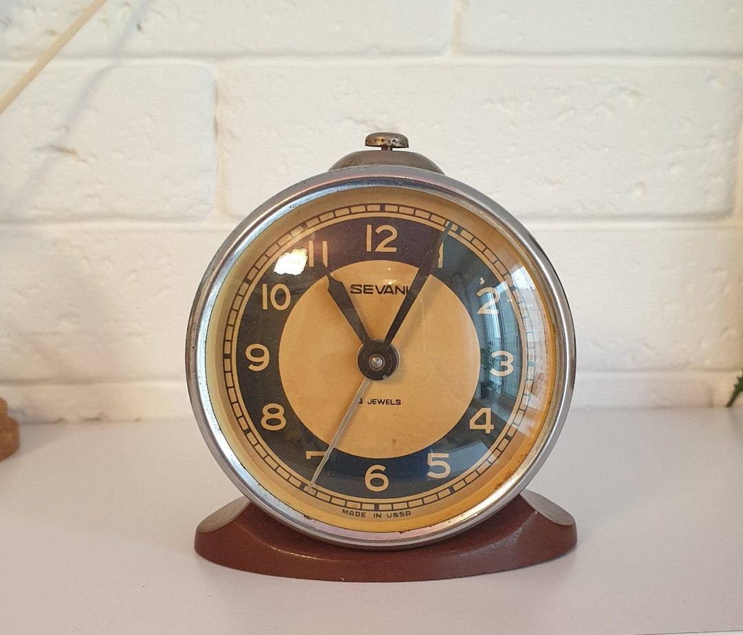 Mechanical Desktop Alarm Clock 1970's , Vintage Retro Style, SEVAN ...