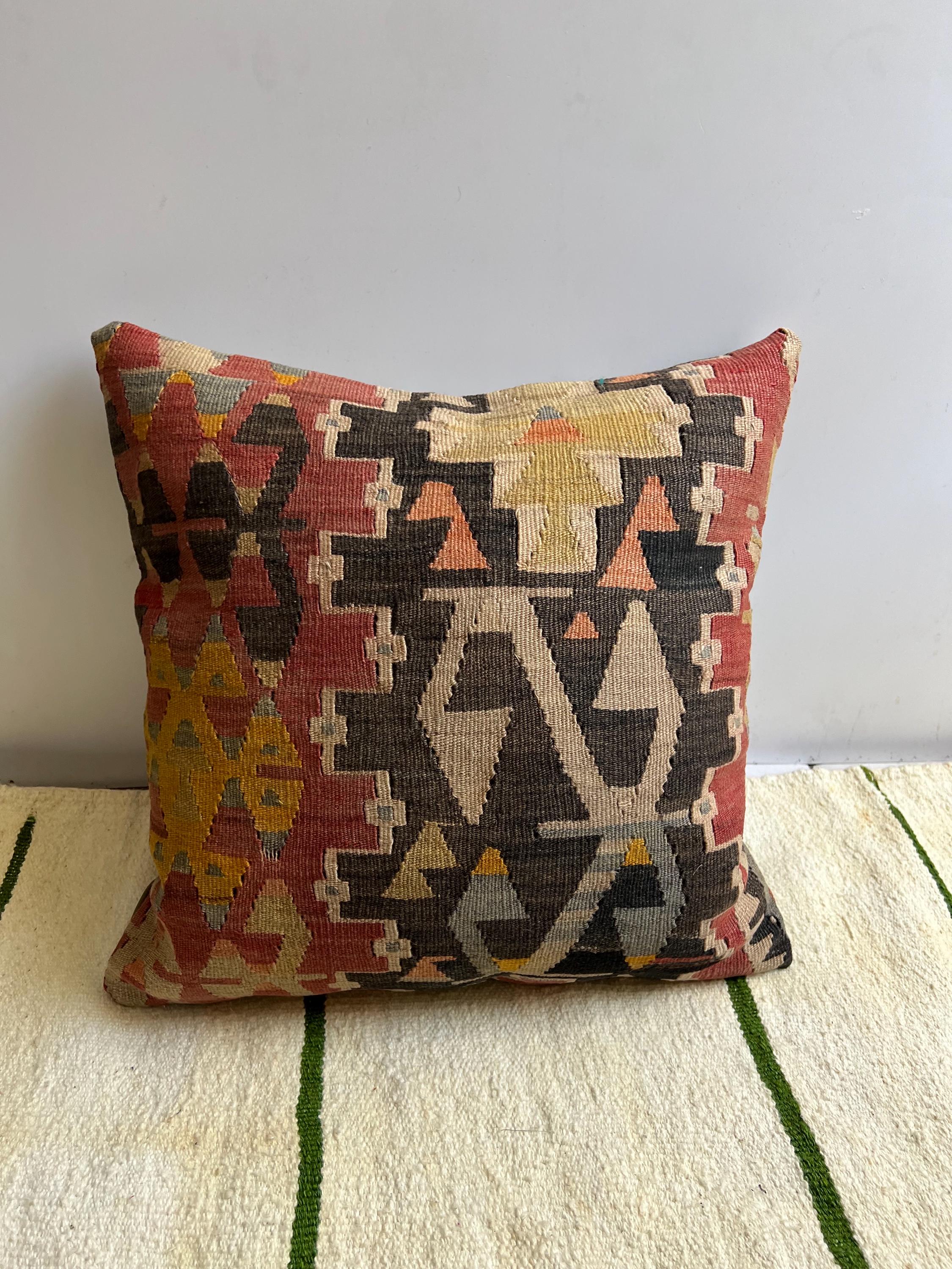 Big Size Vintage Turkish Kilim Cushion Cover / Soft Pastel Colour/ Sofa ...