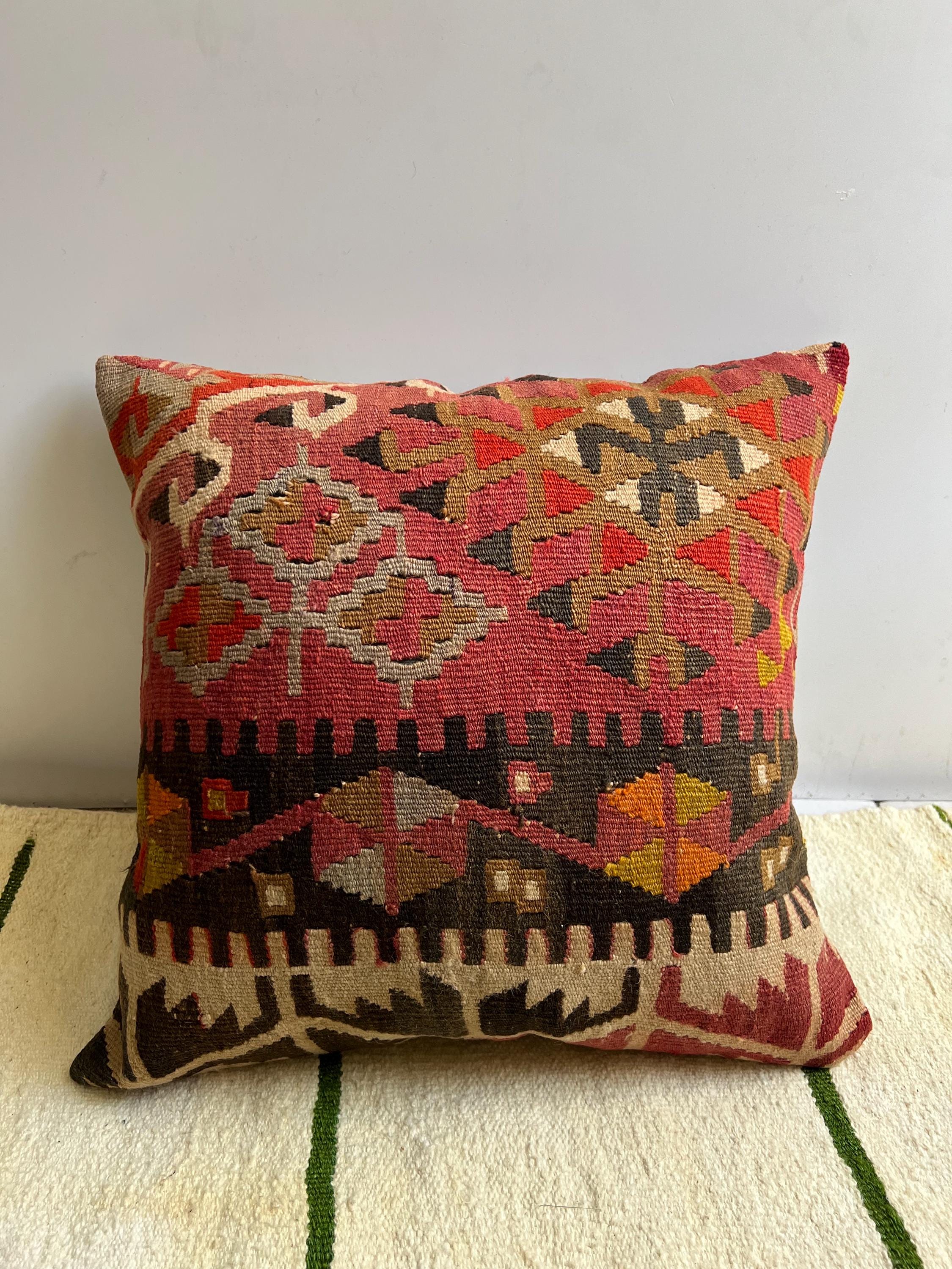 Big Size Vintage Turkish Kilim Cushion Cover / Soft Pastel Colour/ Sofa ...
