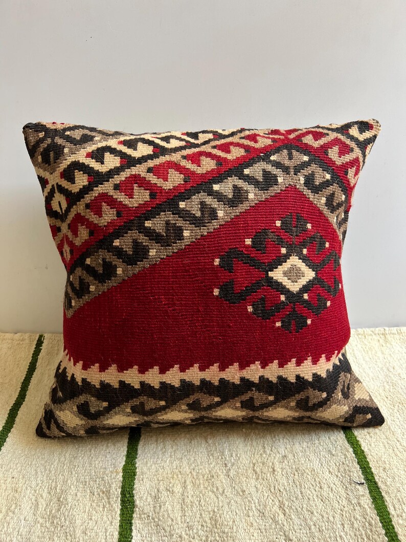 Big Size Vintage Turkish Kilim Cushion Cover / Soft Pastel Colour/ Sofa ...