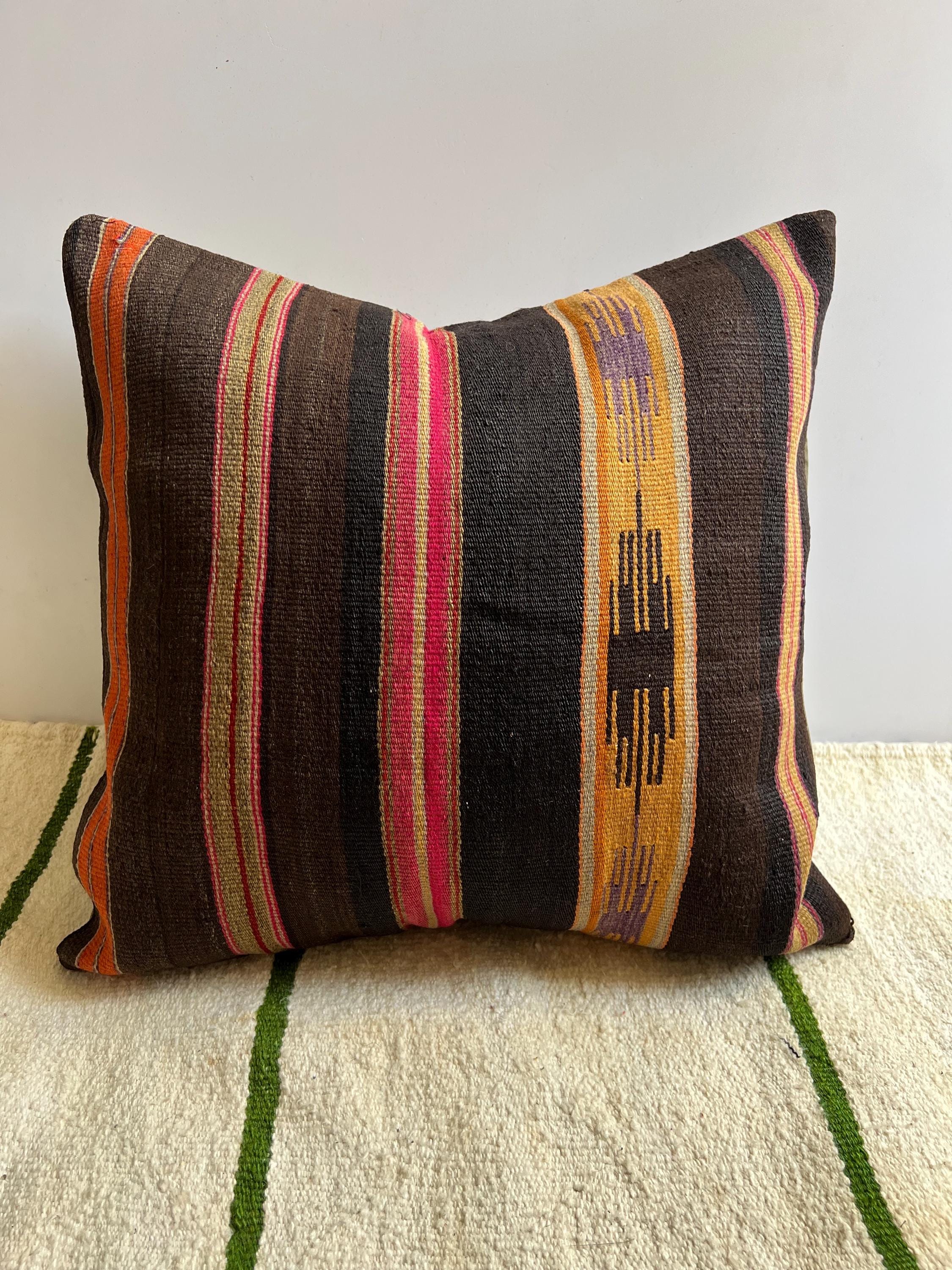 Big Size Vintage Turkish Kilim Cushion Cover / Soft Pastel Colour/ Sofa ...