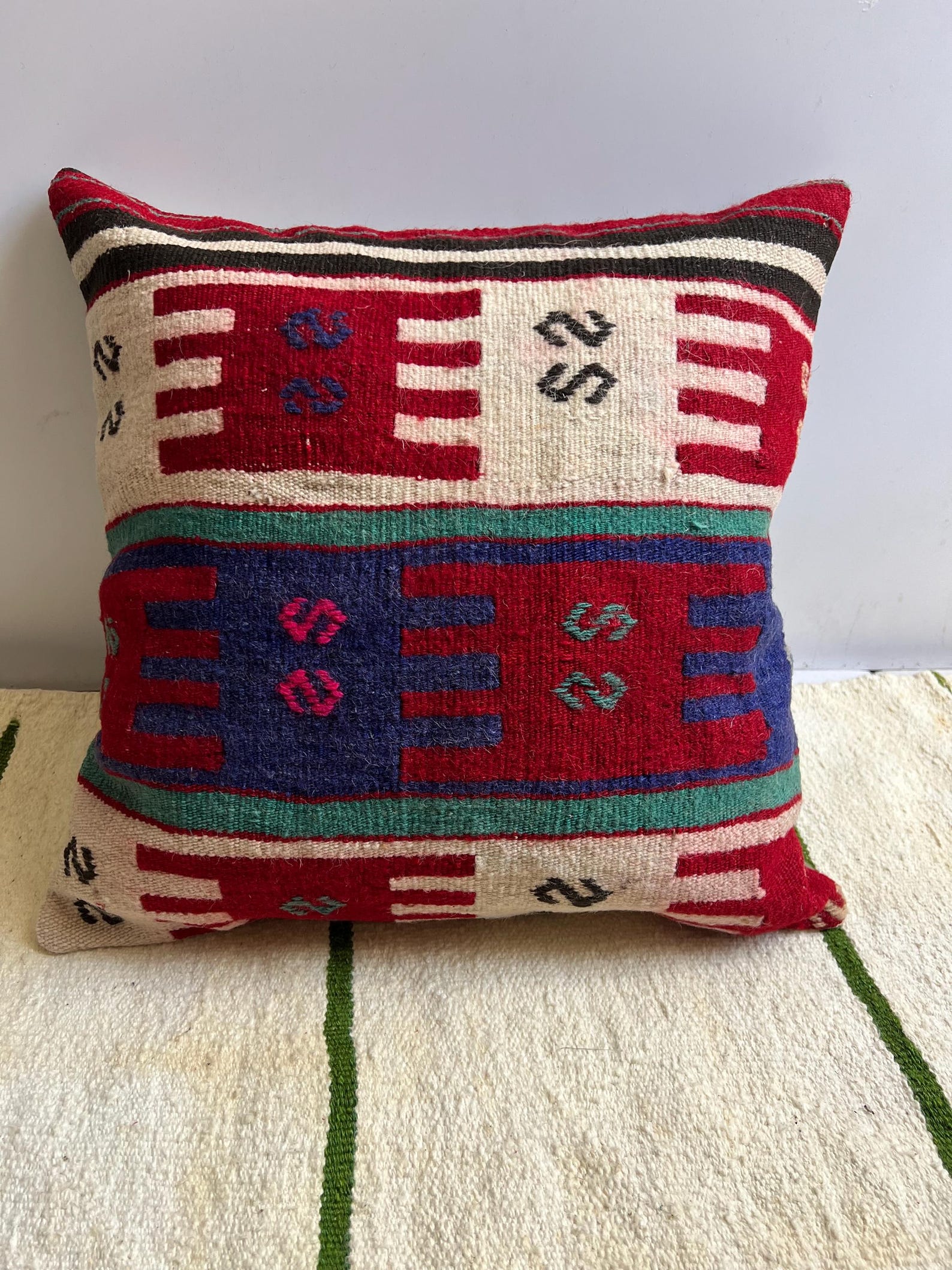 Big Size Vintage Turkish Kilim Cushion Cover / Soft Pastel Colour/ Sofa ...