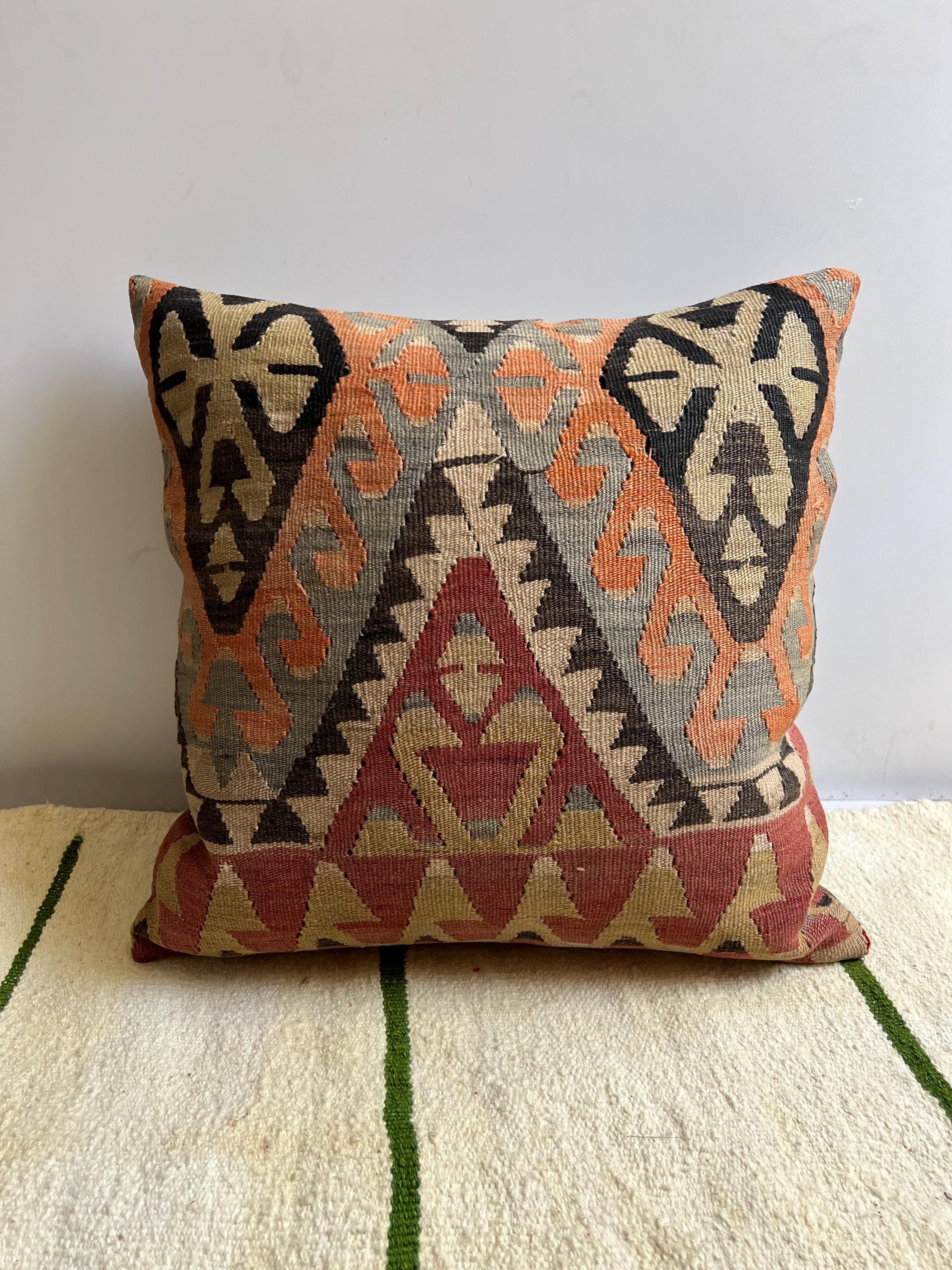 Big Size Vintage Turkish Kilim Cushion Cover / Soft Pastel Colour/ Sofa ...